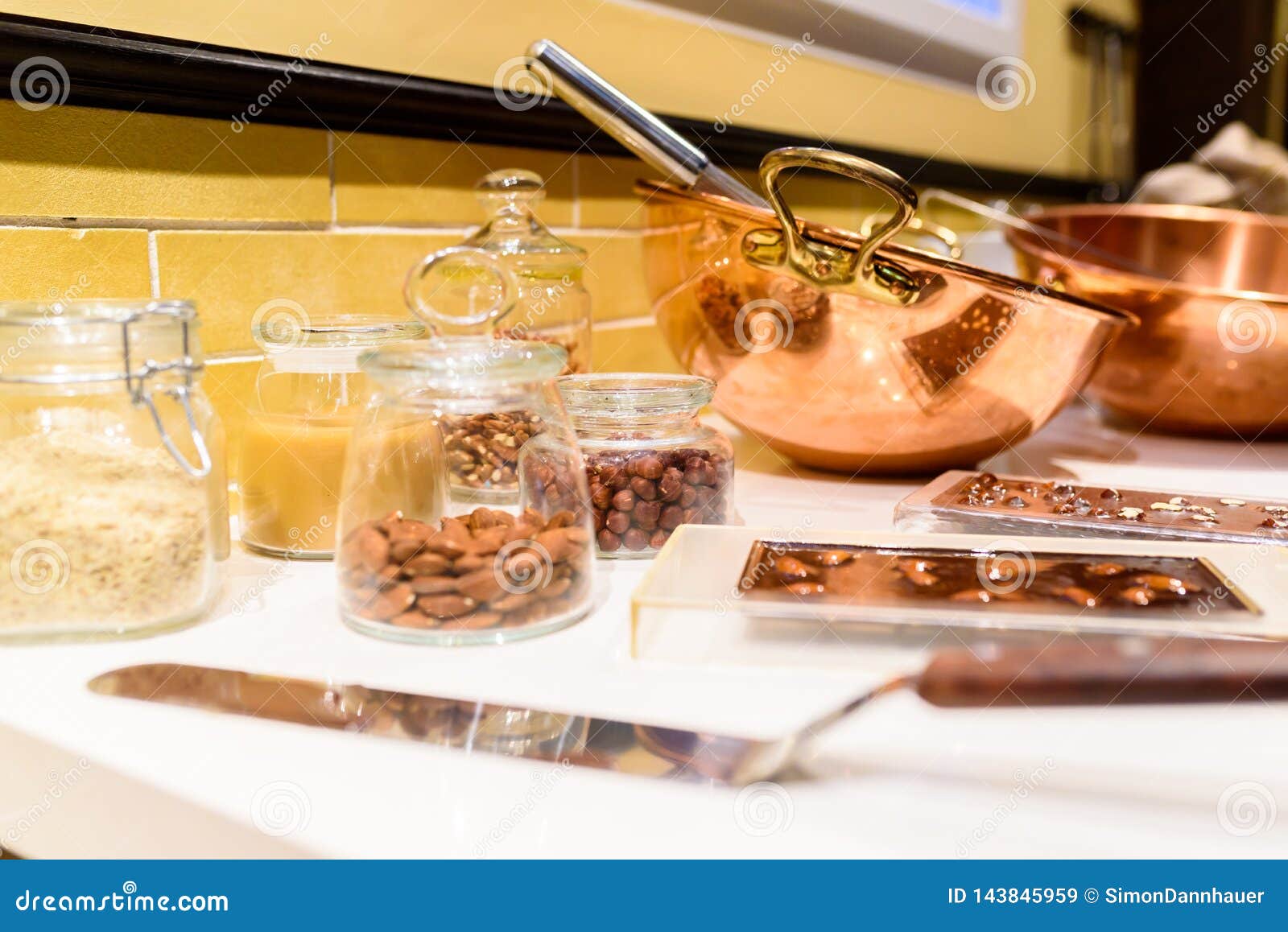 Chocolate Preparation - Making Chocolate in the Kitchen Stock Image ...