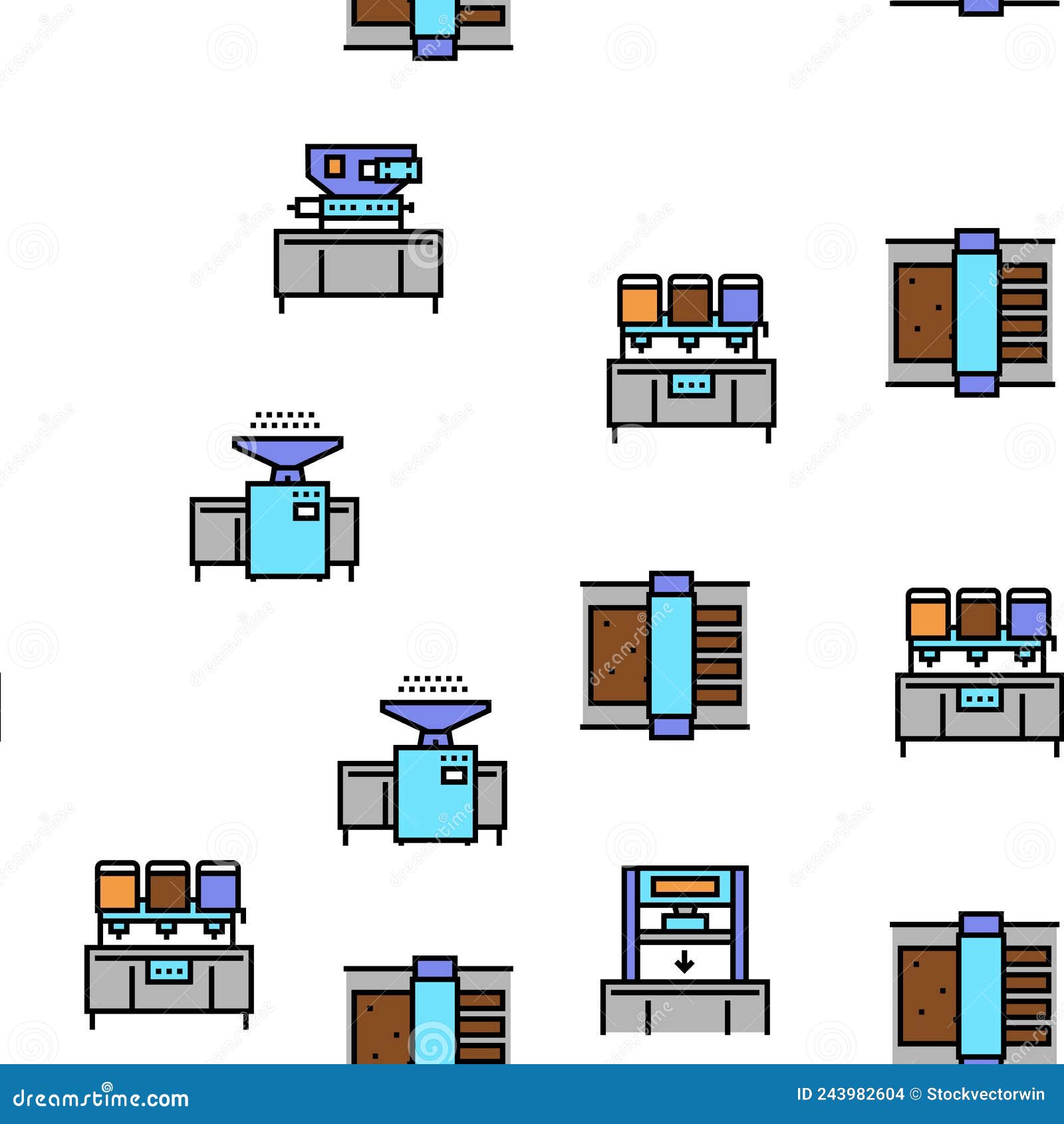 Chocolate Production Vector Seamless Pattern Stock Vector ...