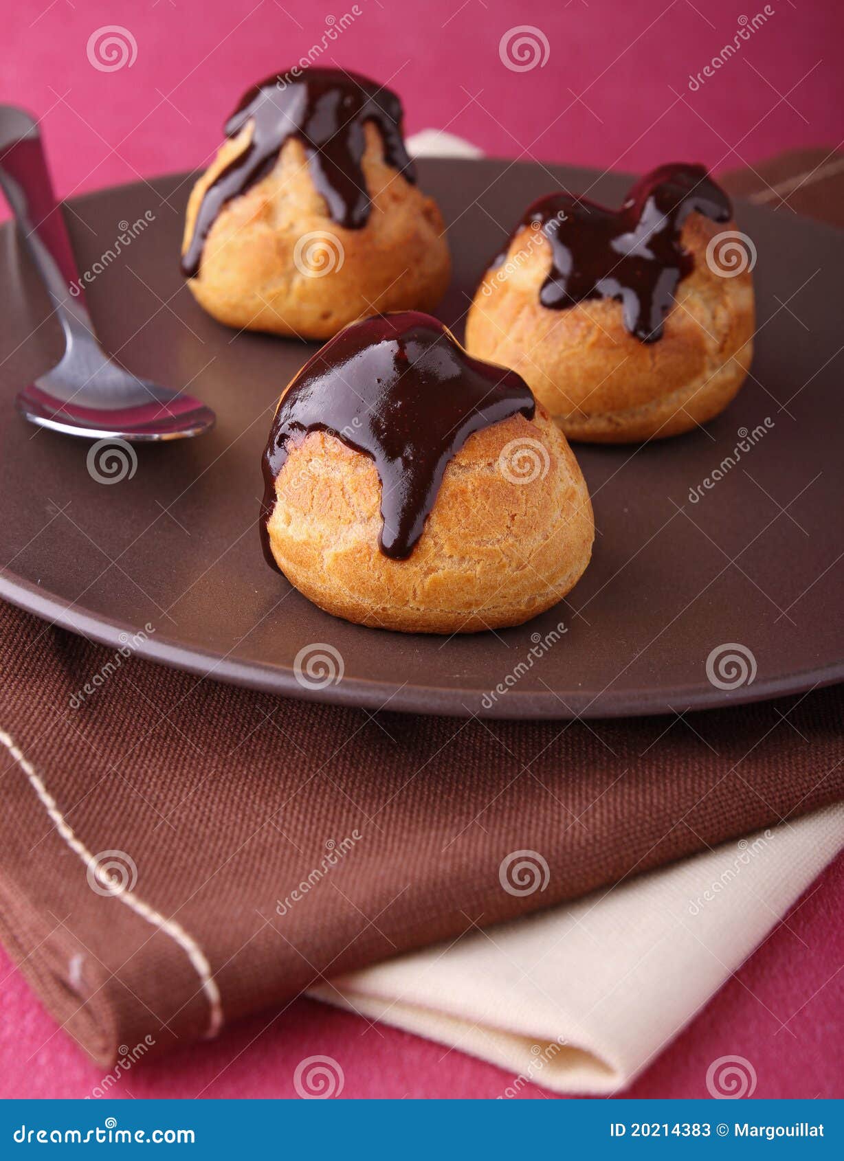 Chocolate profiteroles stock image. Image of cream, sauce - 20214383