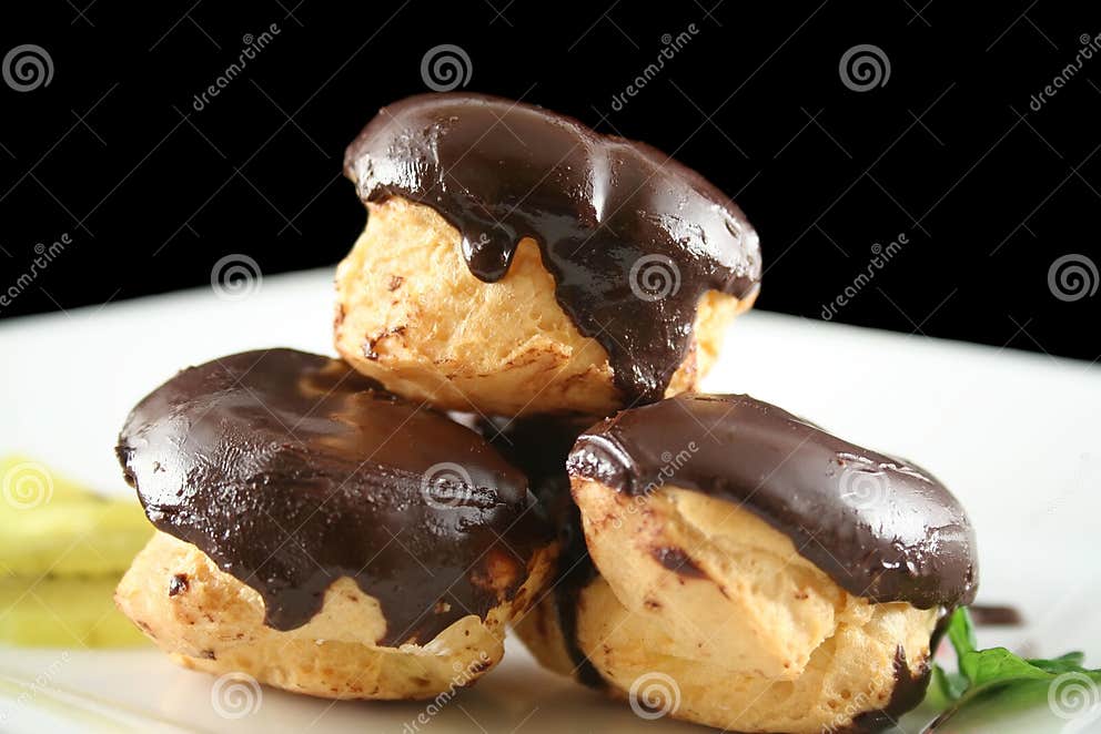 Chocolate Profiteroles Stack Stock Image - Image of satisfying, kiwi ...