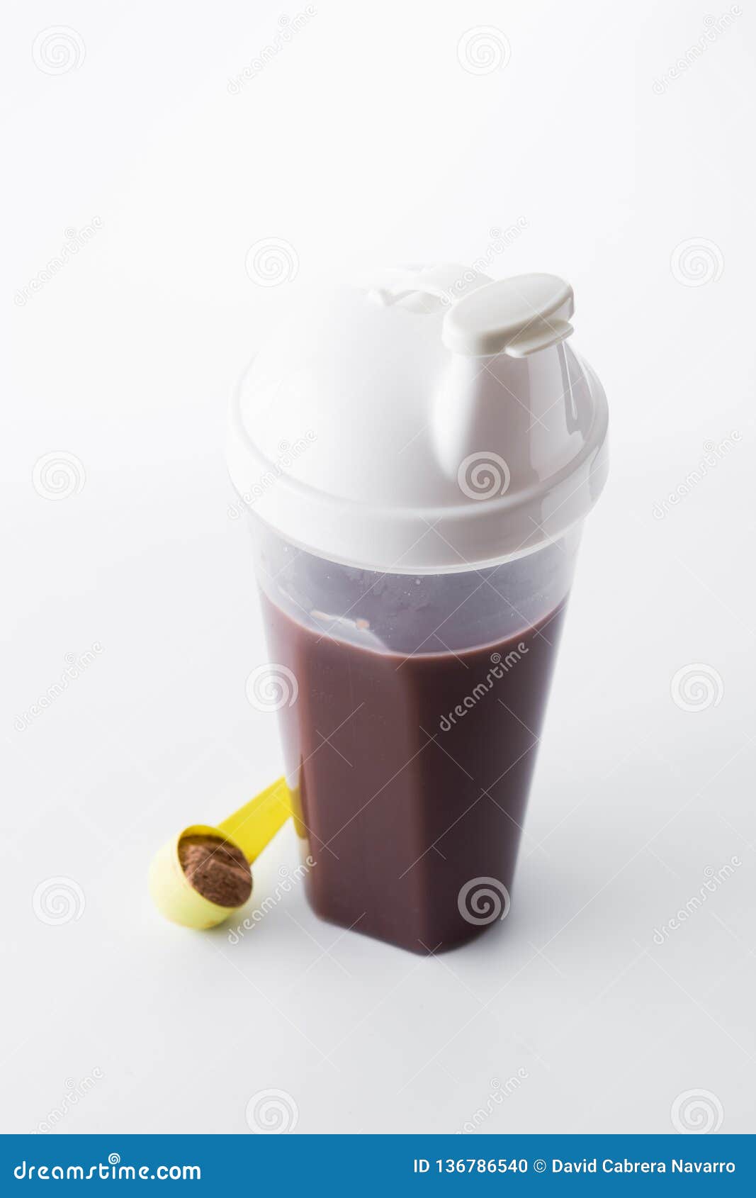 Chocolate Protein Shake on White Background Stock Photo - Image of ...