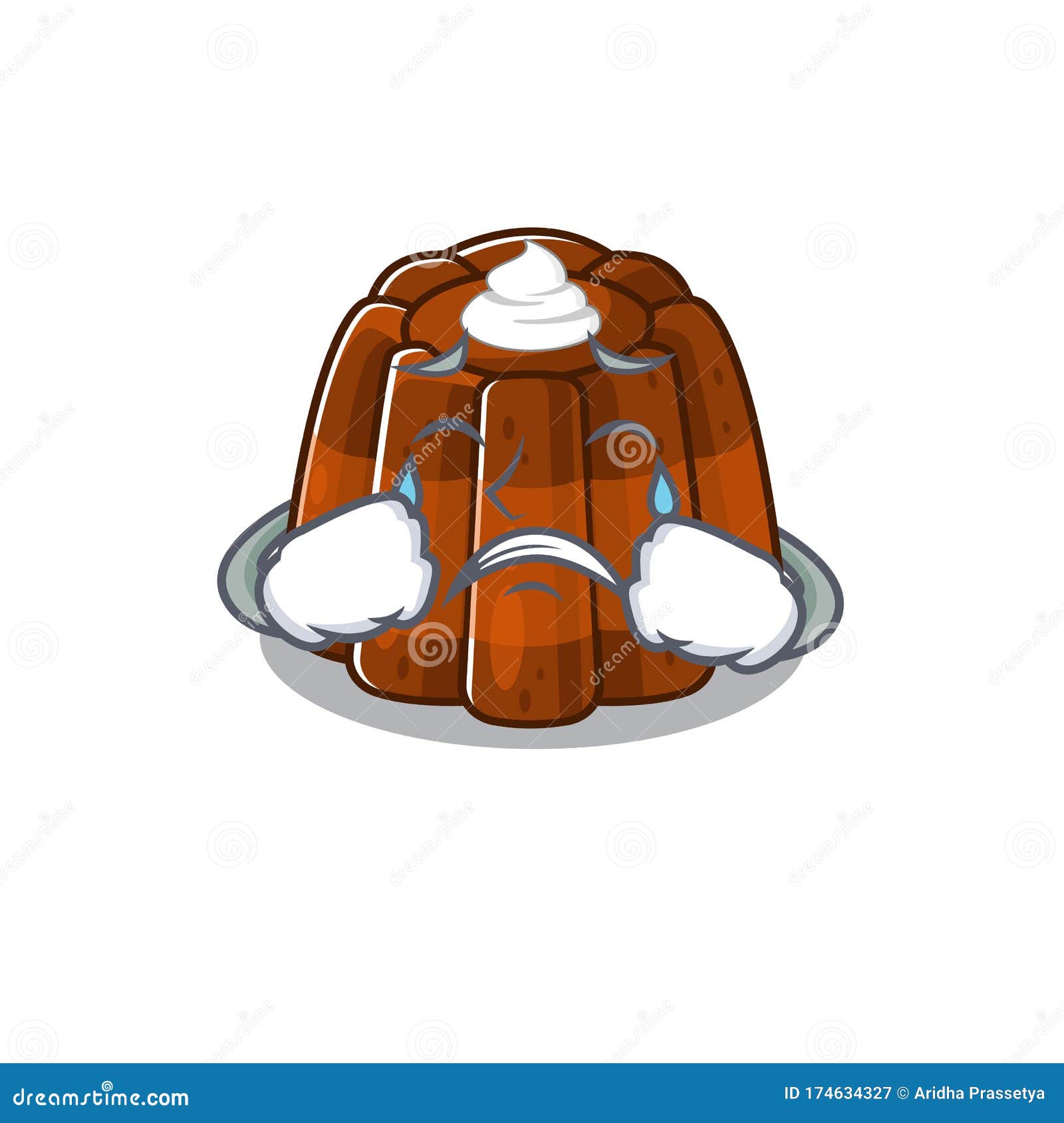 Chocolate Pudding Cartoon Character Concept with a Sad Face Stock ...