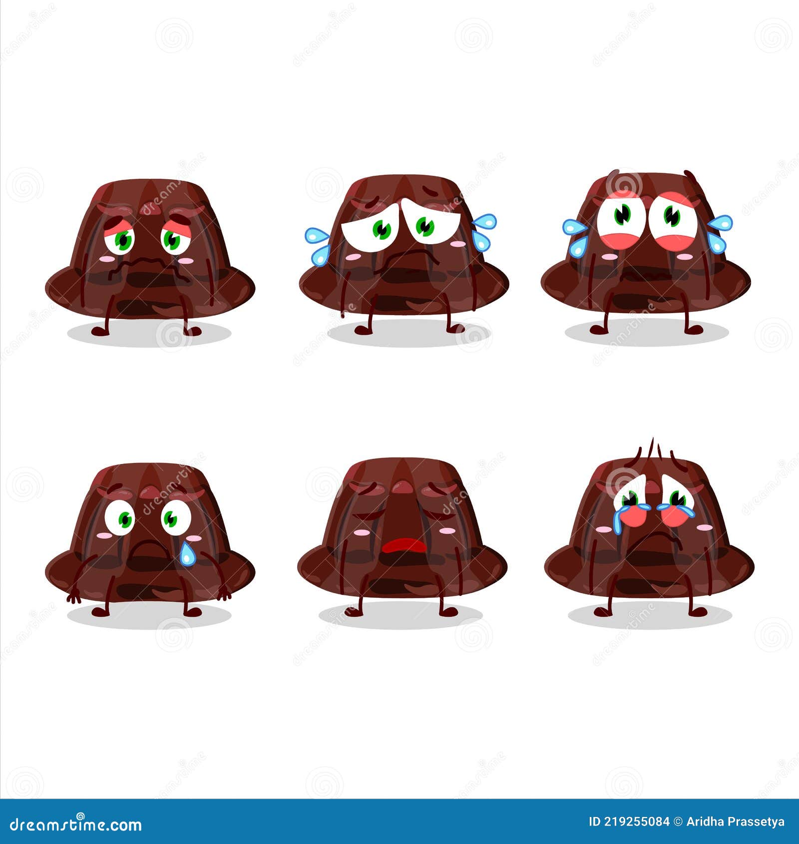 Chocolate Pudding Cartoon Character with Sad Expression Stock Vector ...