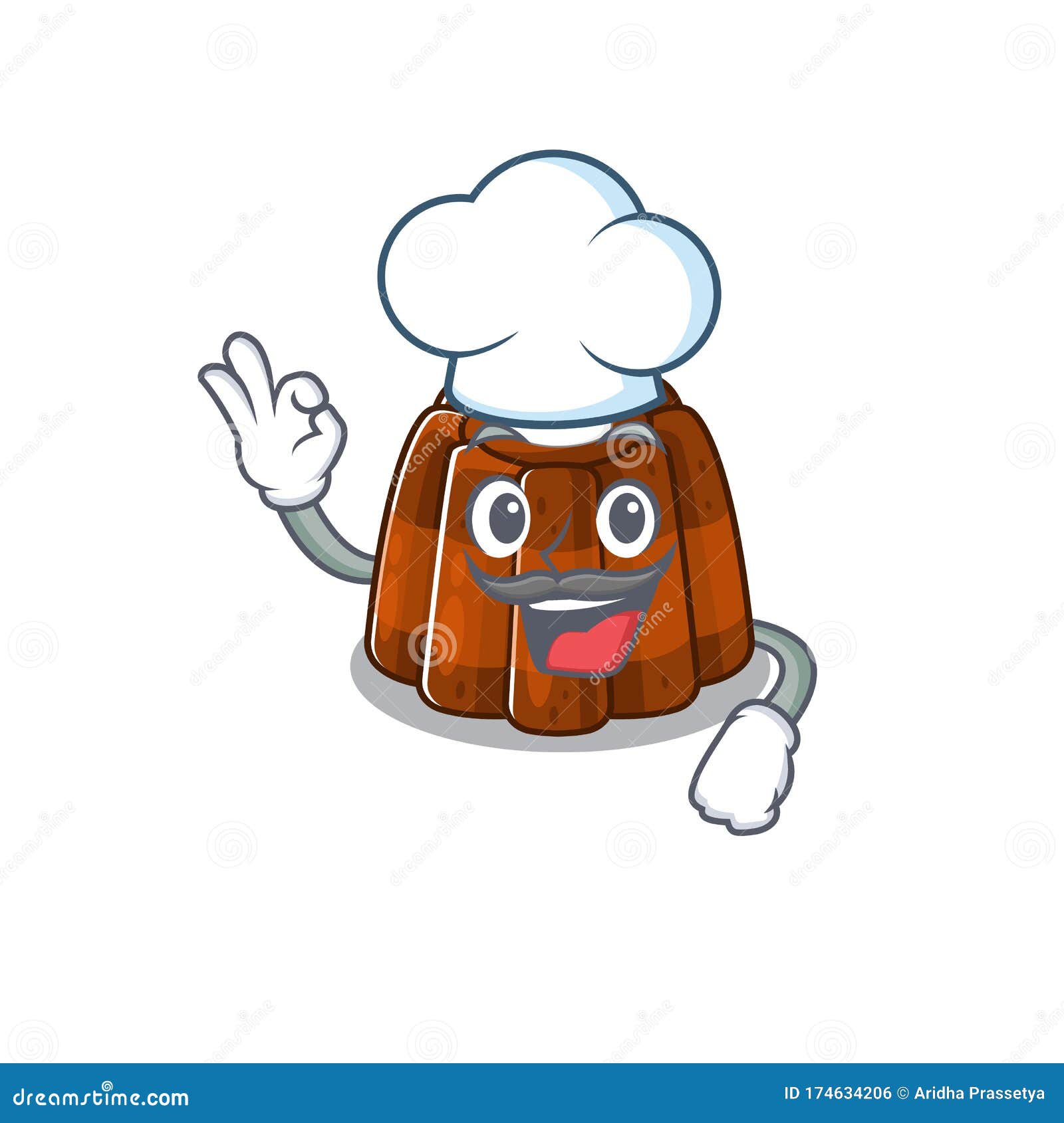 Chocolate Pudding Cartoon Character Working As A Chef And Wearing White ...