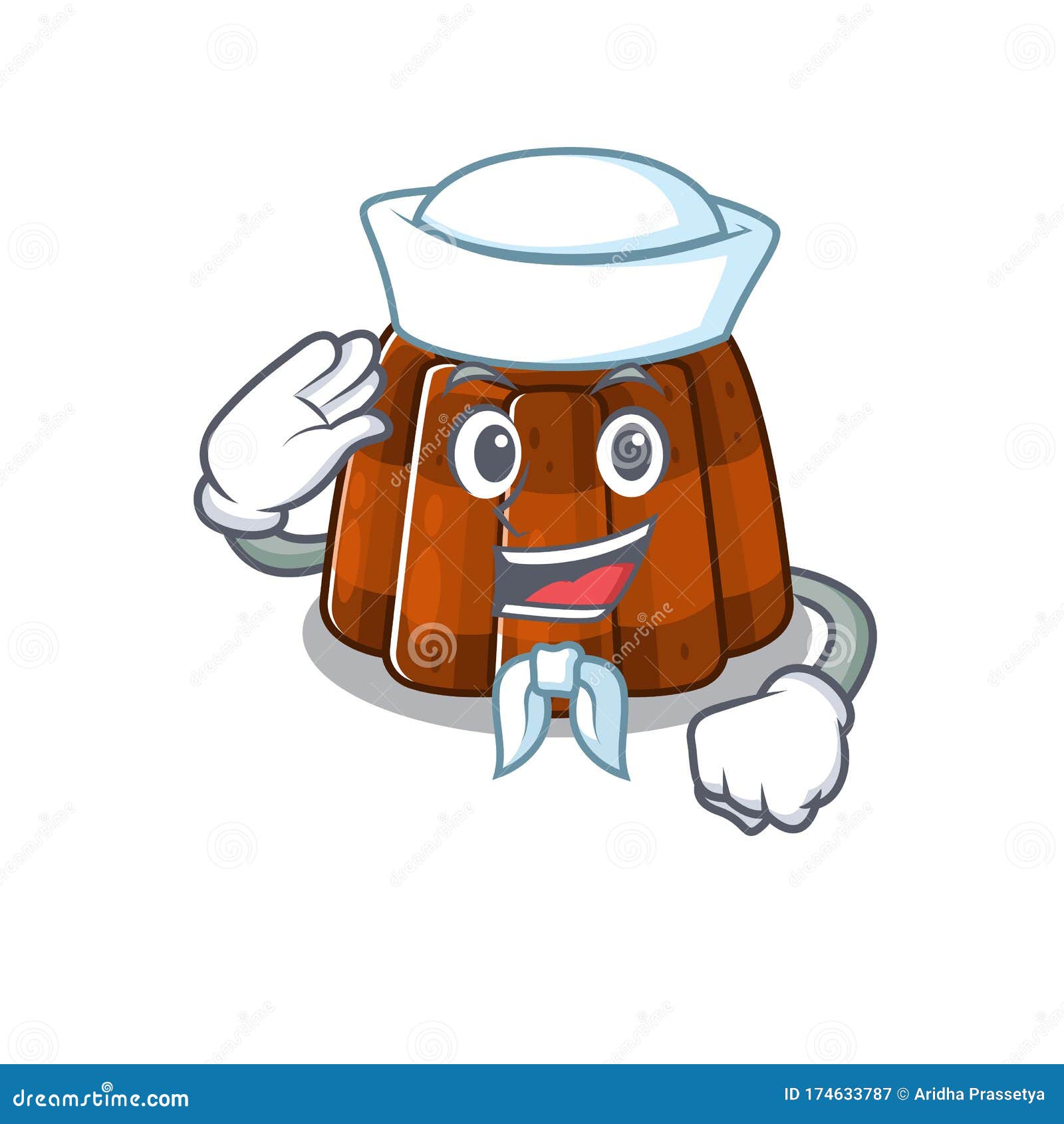 Chocolate Pudding Cartoon Concept Sailor Wearing Hat Stock Vector ...