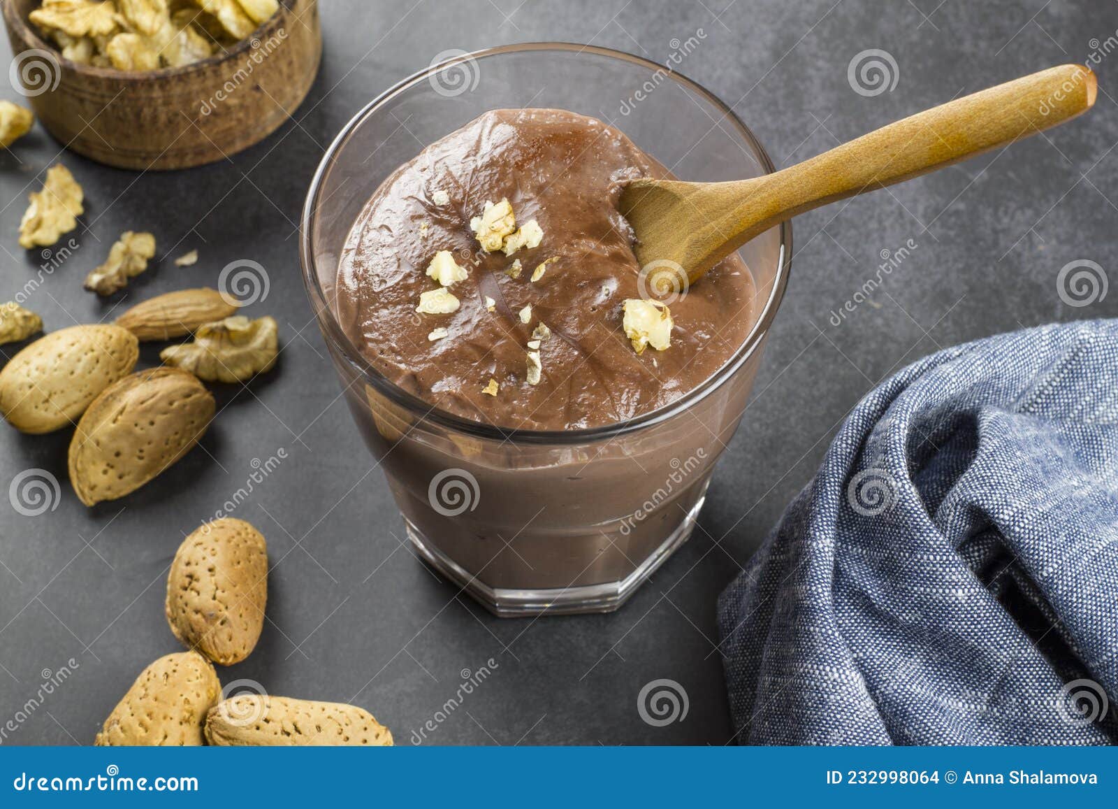 Chocolate Pudding with Different Types of Nuts Stock Photo - Image of ...