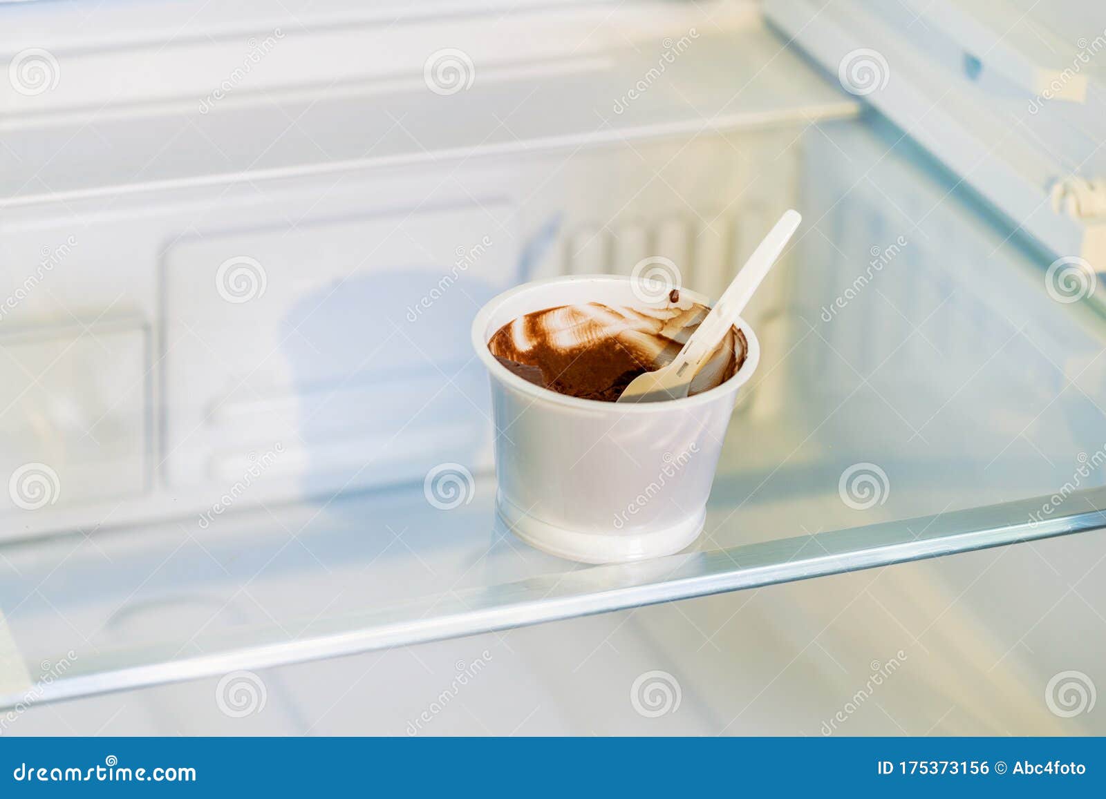Chocolate Pudding in Empty Fridge Stock Photo - Image of modern, inside ...