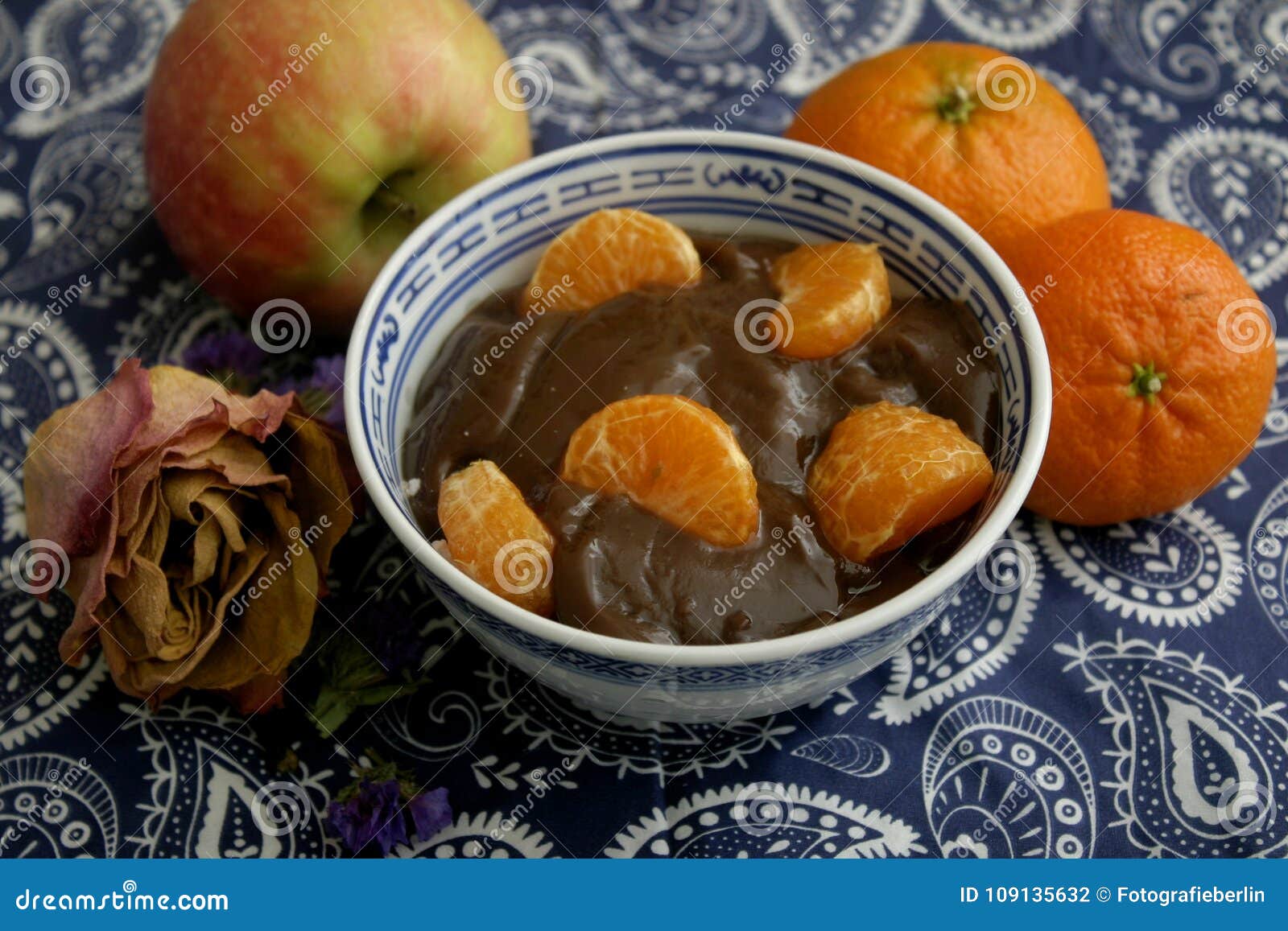 Chocolate Pudding with Fruits Stock Photo - Image of chocolate, fruits ...
