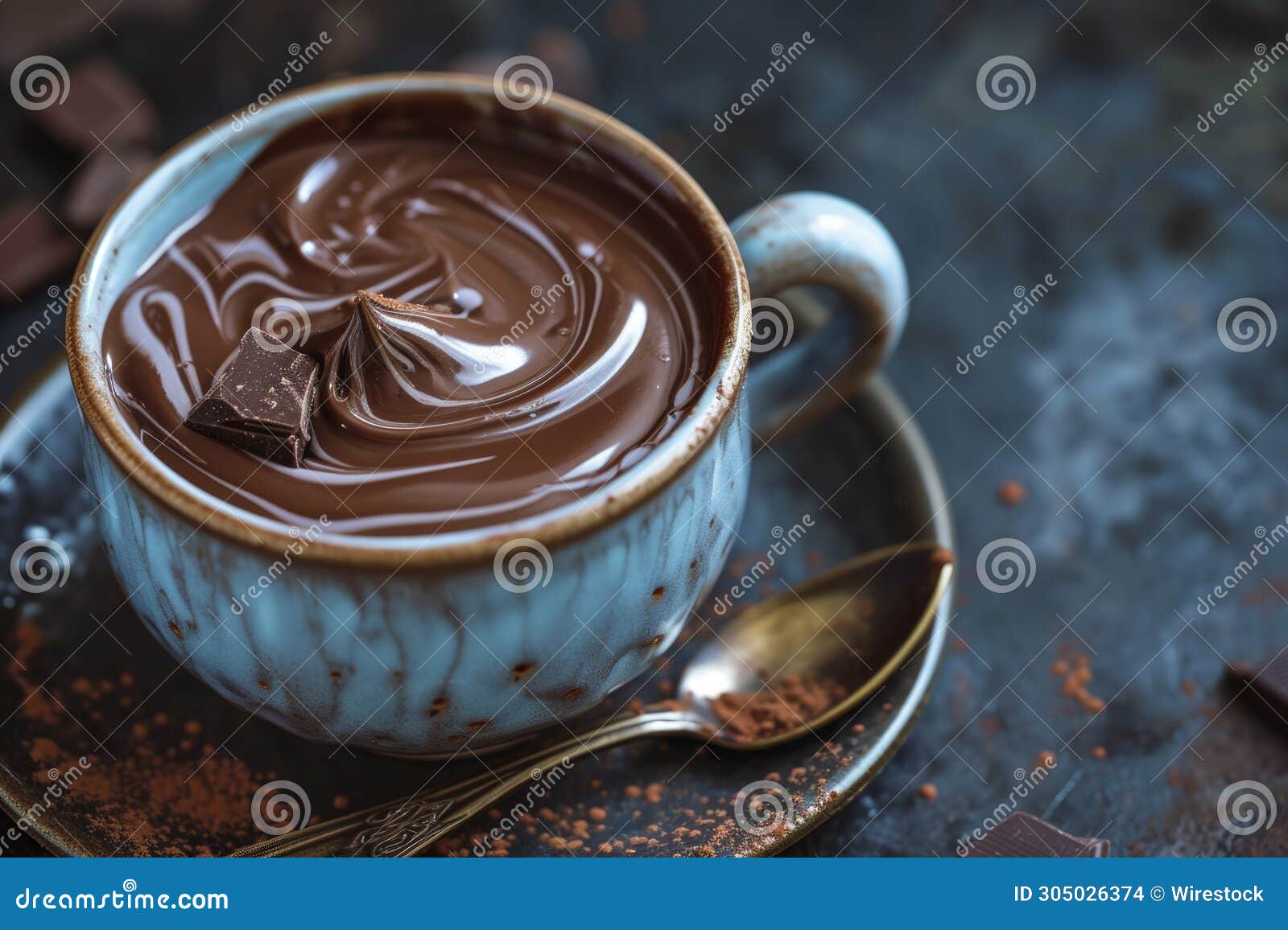 Chocolate Pudding with Chocolate Shavings Elegantly Presented on a ...