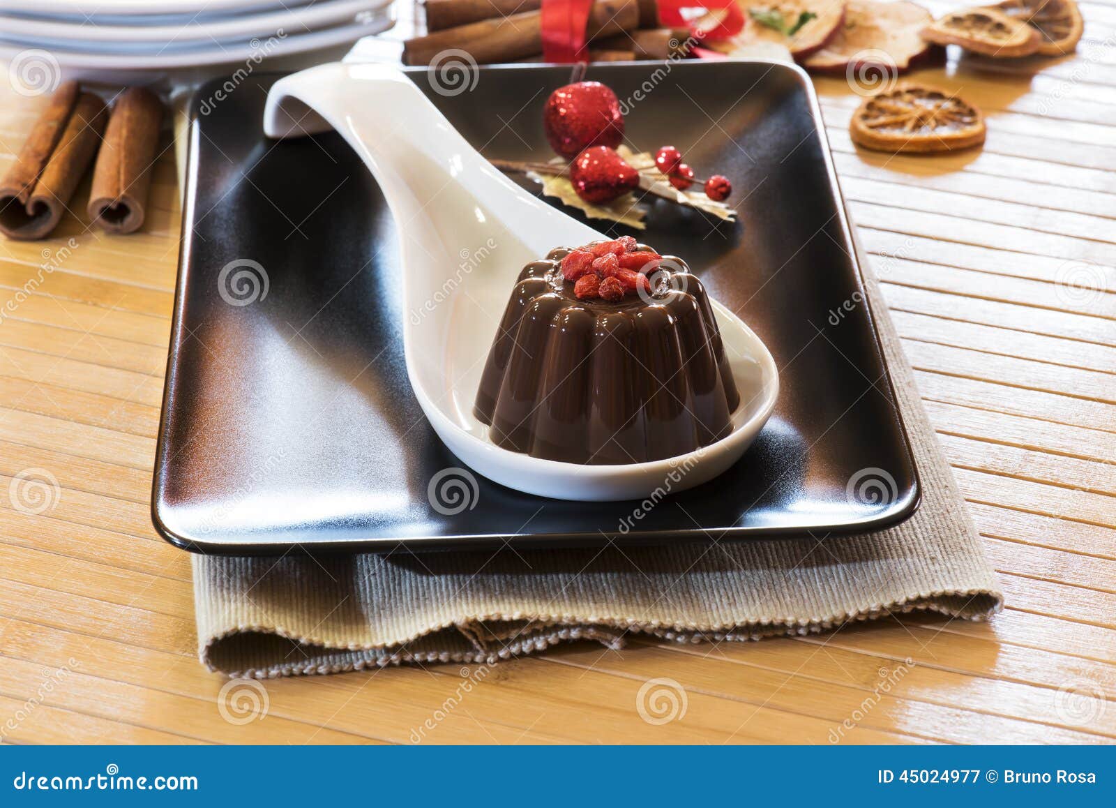 Chocolate Pudding in White Cup Stock Image - Image of apple, food: 45024977