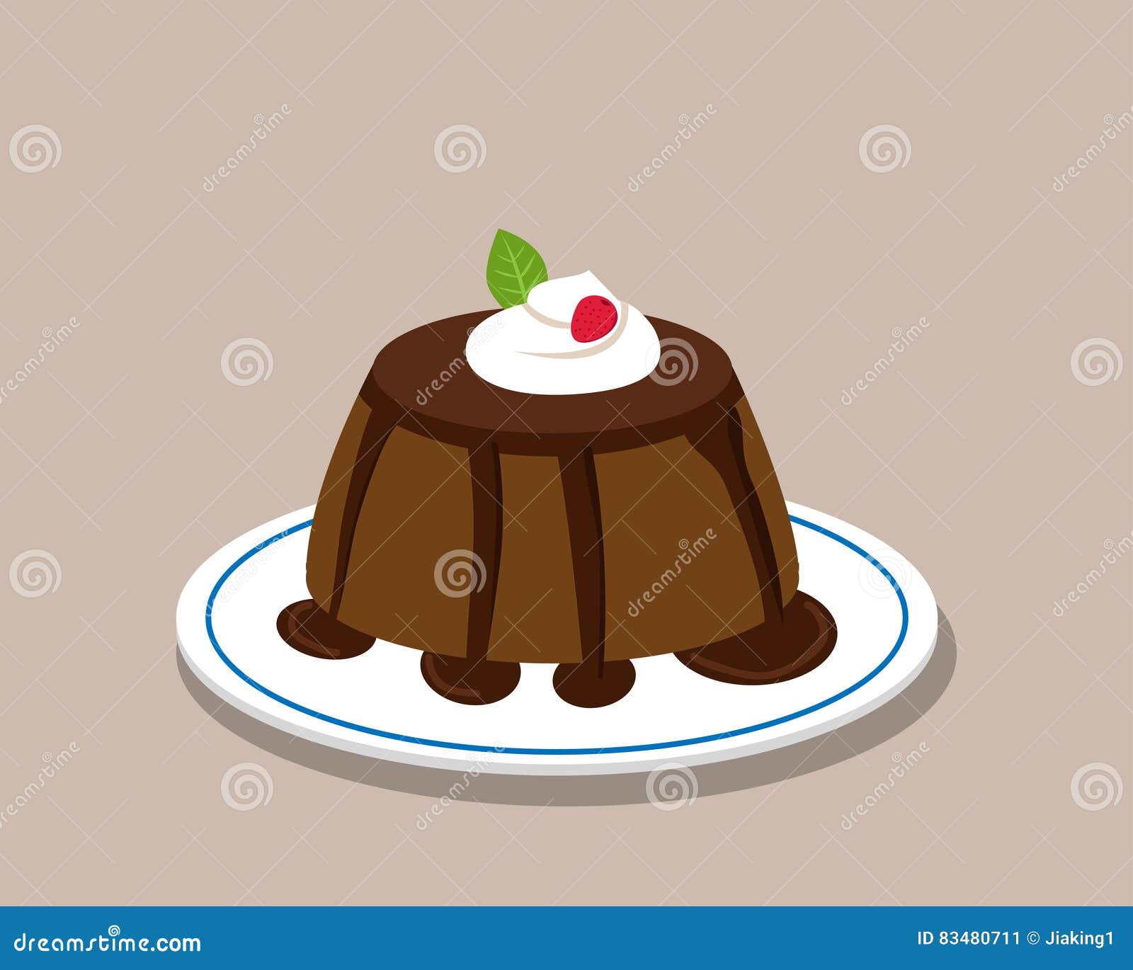 Chocolate Pudding on White Plate, Vector Stock Vector - Illustration of ...