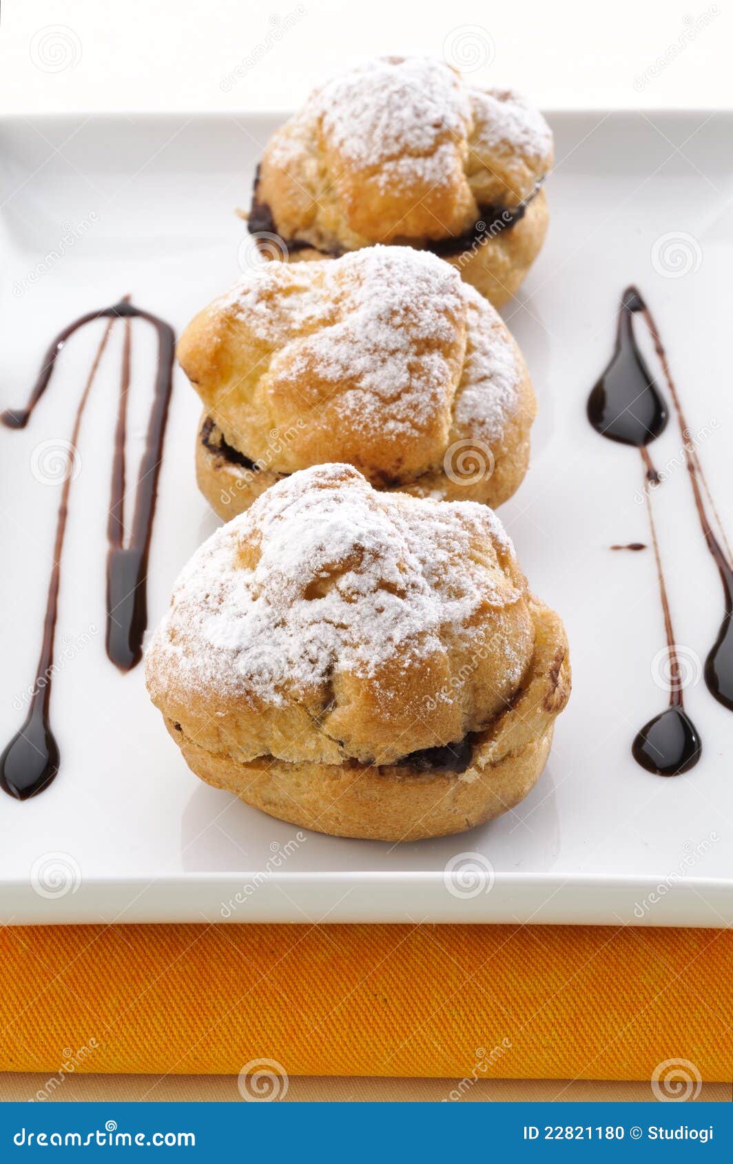Chocolate puff , close-up stock photo. Image of napkins - 22821180