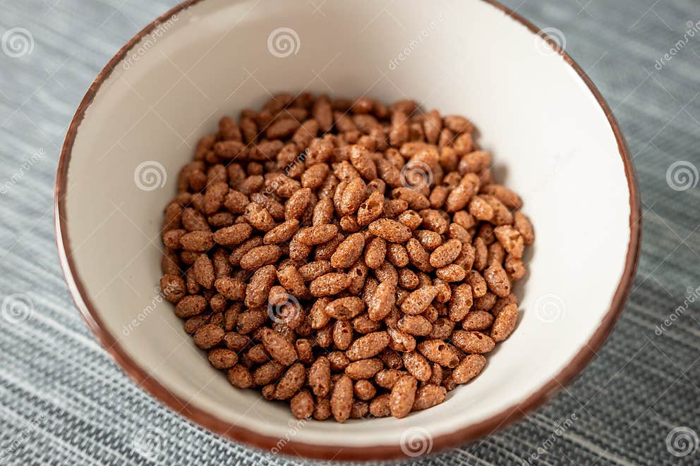 Chocolate Puffed Rice Cereal Stock Image - Image of grained, group ...