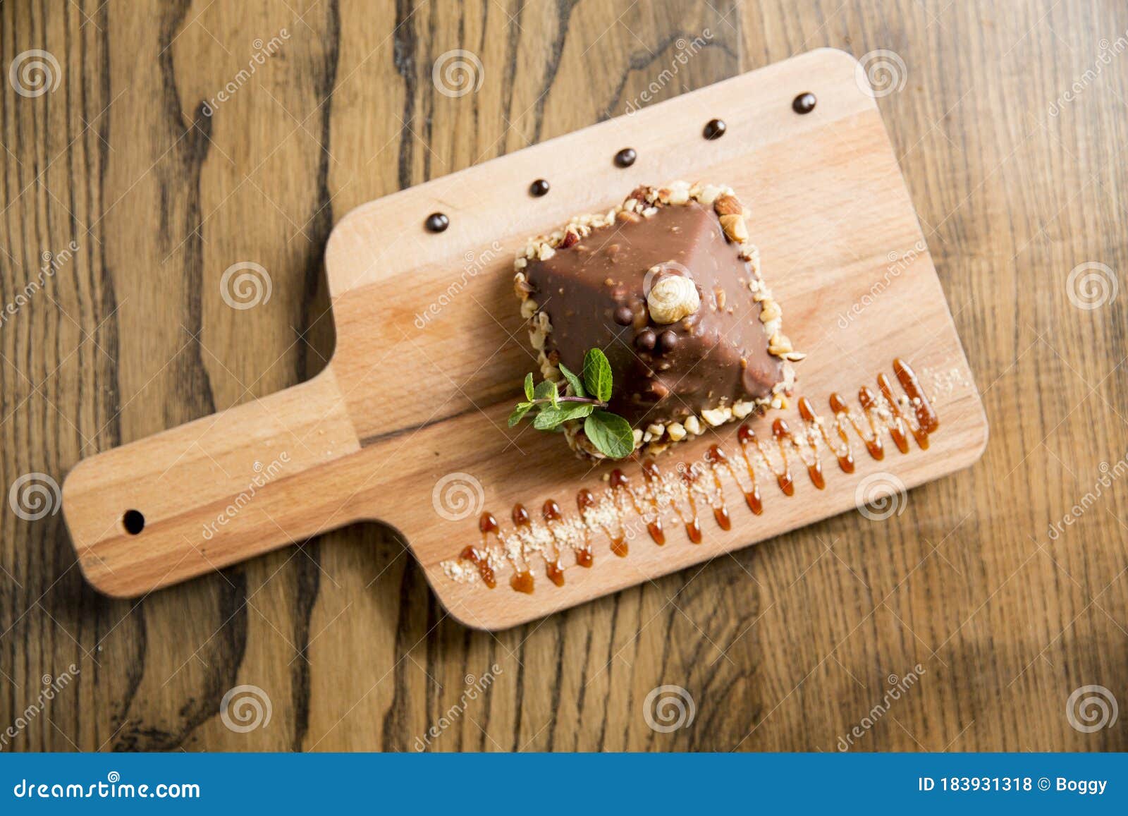 Chocolate Pyramid Shape Cake with Nuts Stock Photo - Image of almond ...