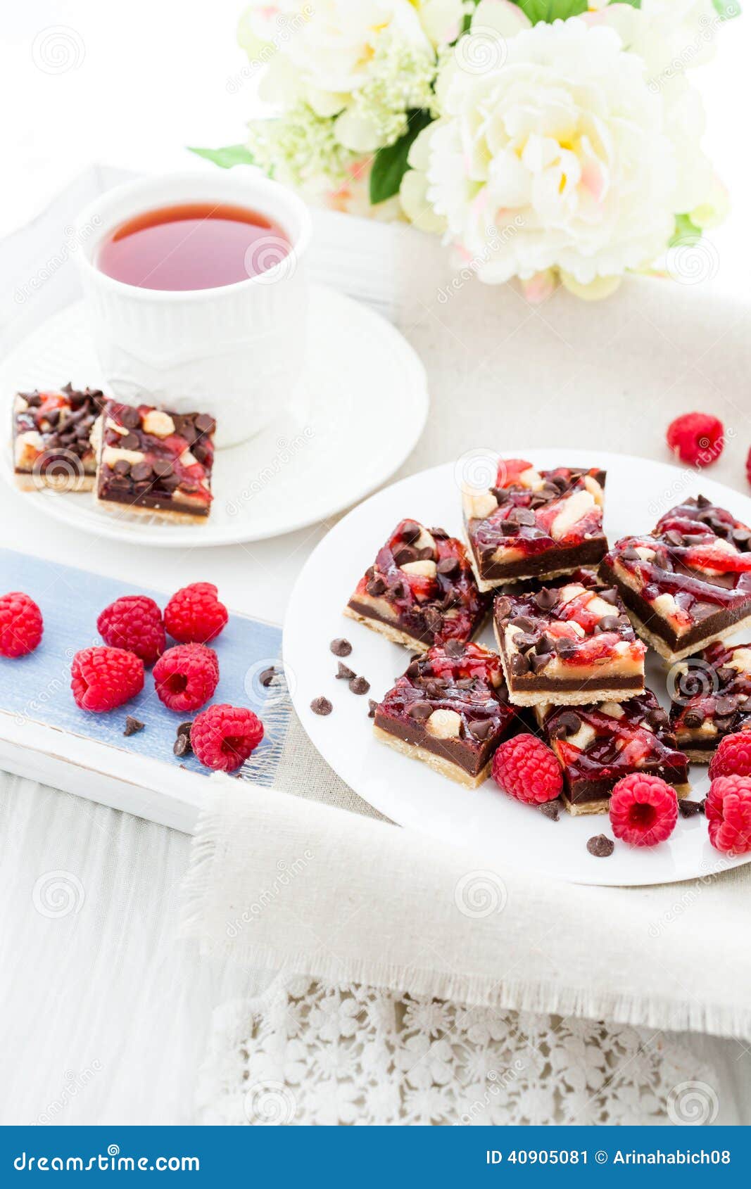 Chocolate Raspberry Squares Stock Image - Image of fruit, beverage ...