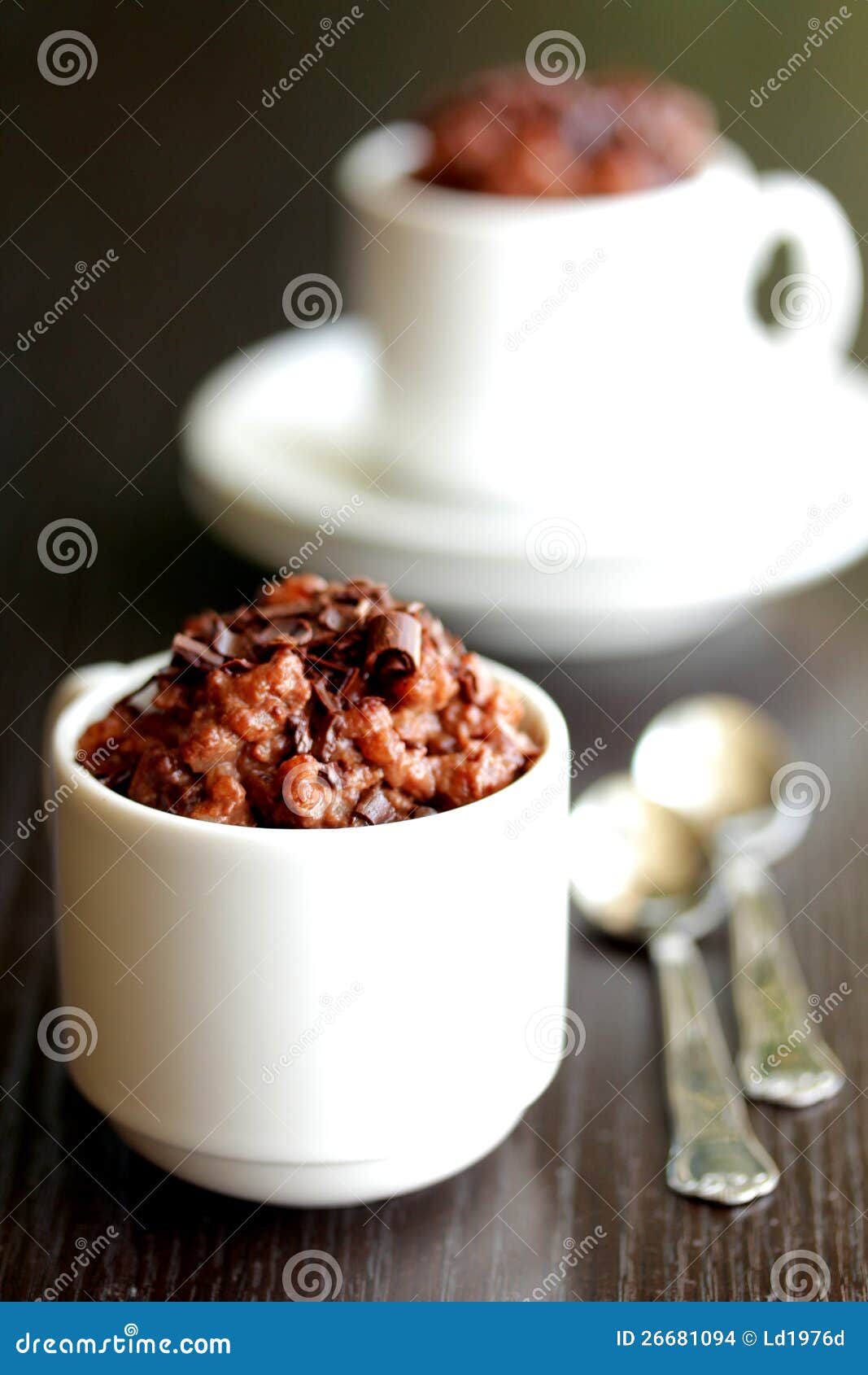 Chocolate rice pudding. stock photo. Image of cups, chocolate - 26681094