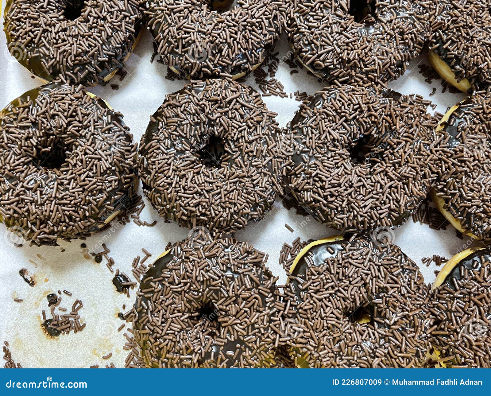Chocolate Rice or Chocolate Sprinkle Doughnuts Stock Image - Image of ...