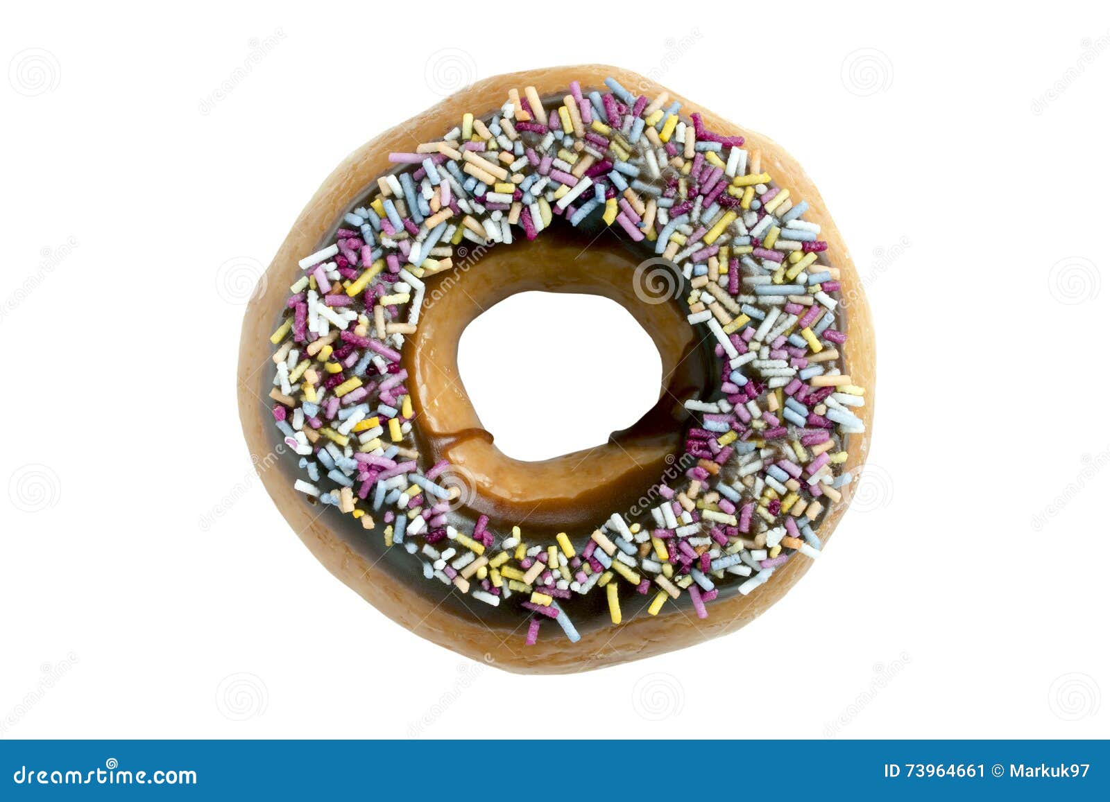 Chocolate Ring Donut Covered with Sprinkles Stock Image - Image of ...