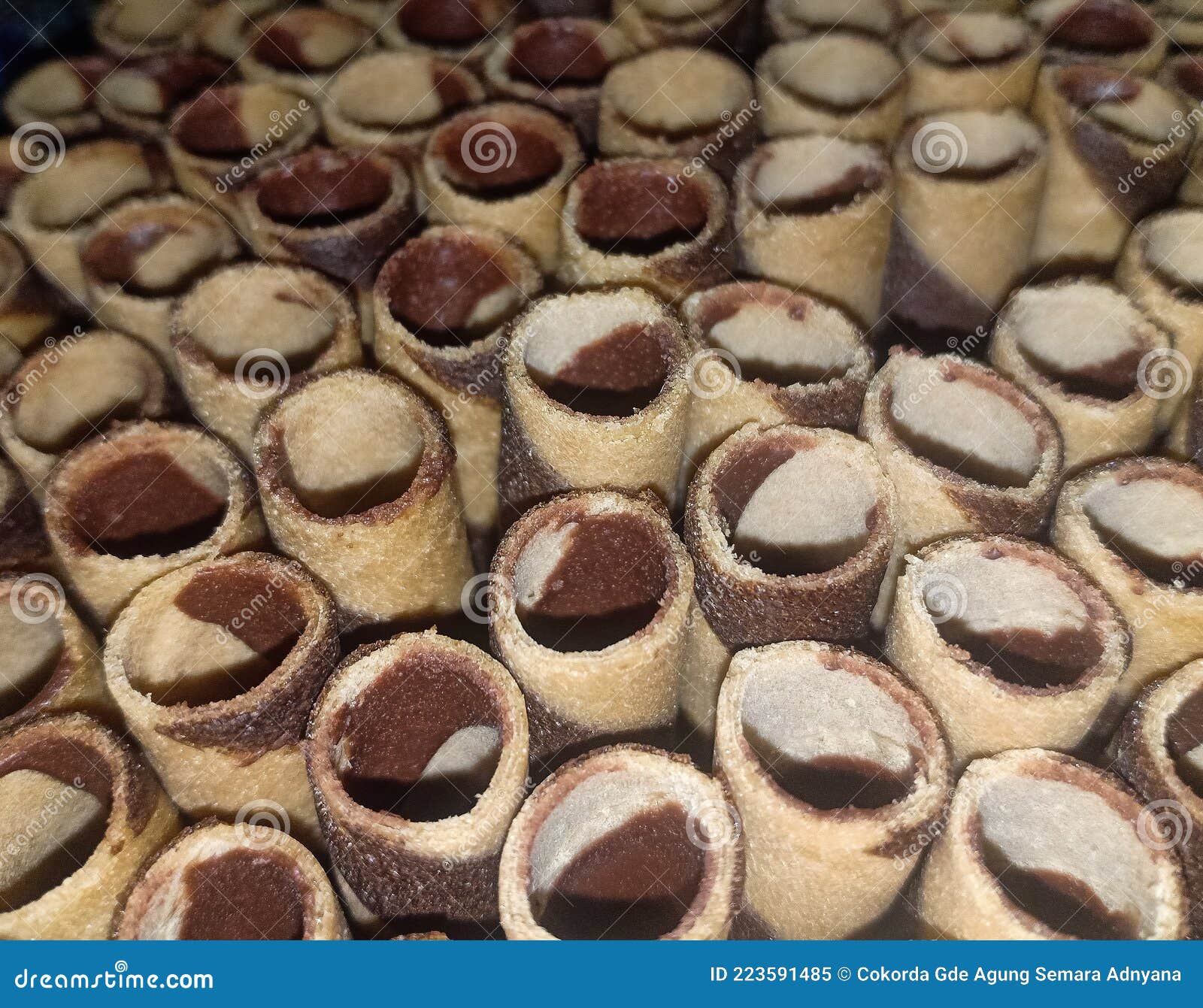 Chocolate rolls in a can stock image. Image of snack - 223591485