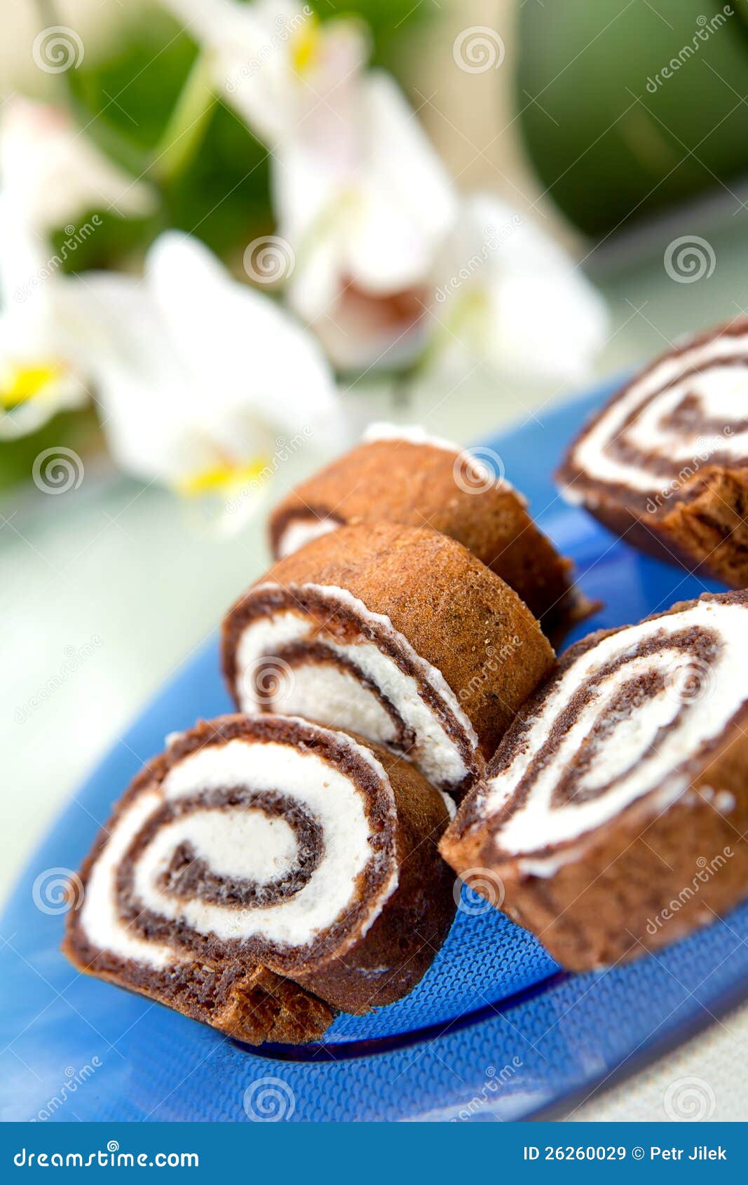 Chocolate roulade stock image. Image of holiday, plate - 26260029