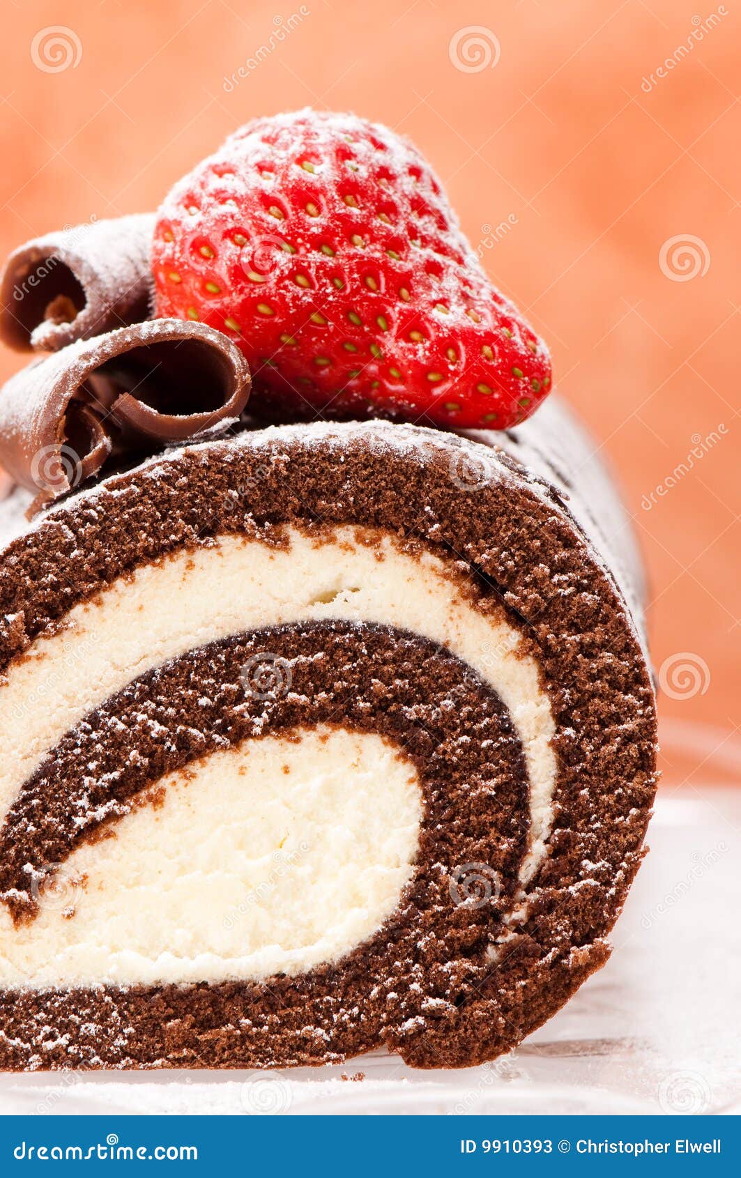Chocolate Roulade With Jelly, A Large Piece Of Cake And One Small ...