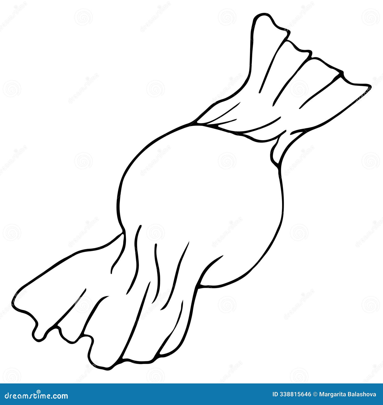 Chocolate Round Candy in Wrapper, Vector Black and White Doodle Element ...