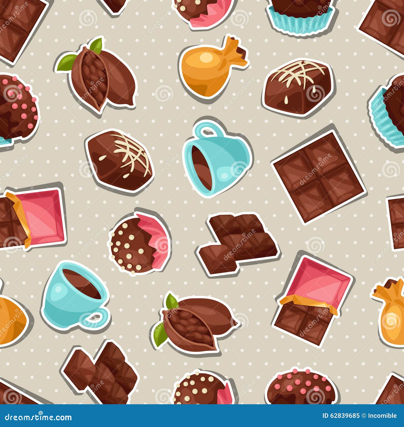 Chocolate Seamless Pattern with Various Tasty Stock Vector ...
