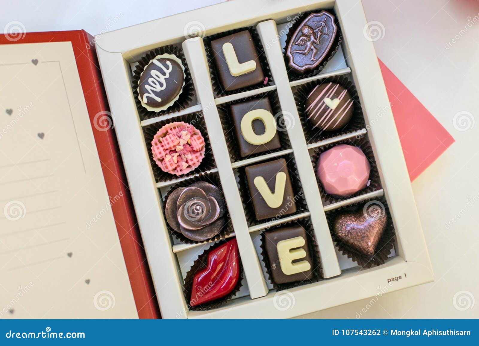 Chocolate Set Box with Wording Love Stock Photo - Image of milk, heart ...