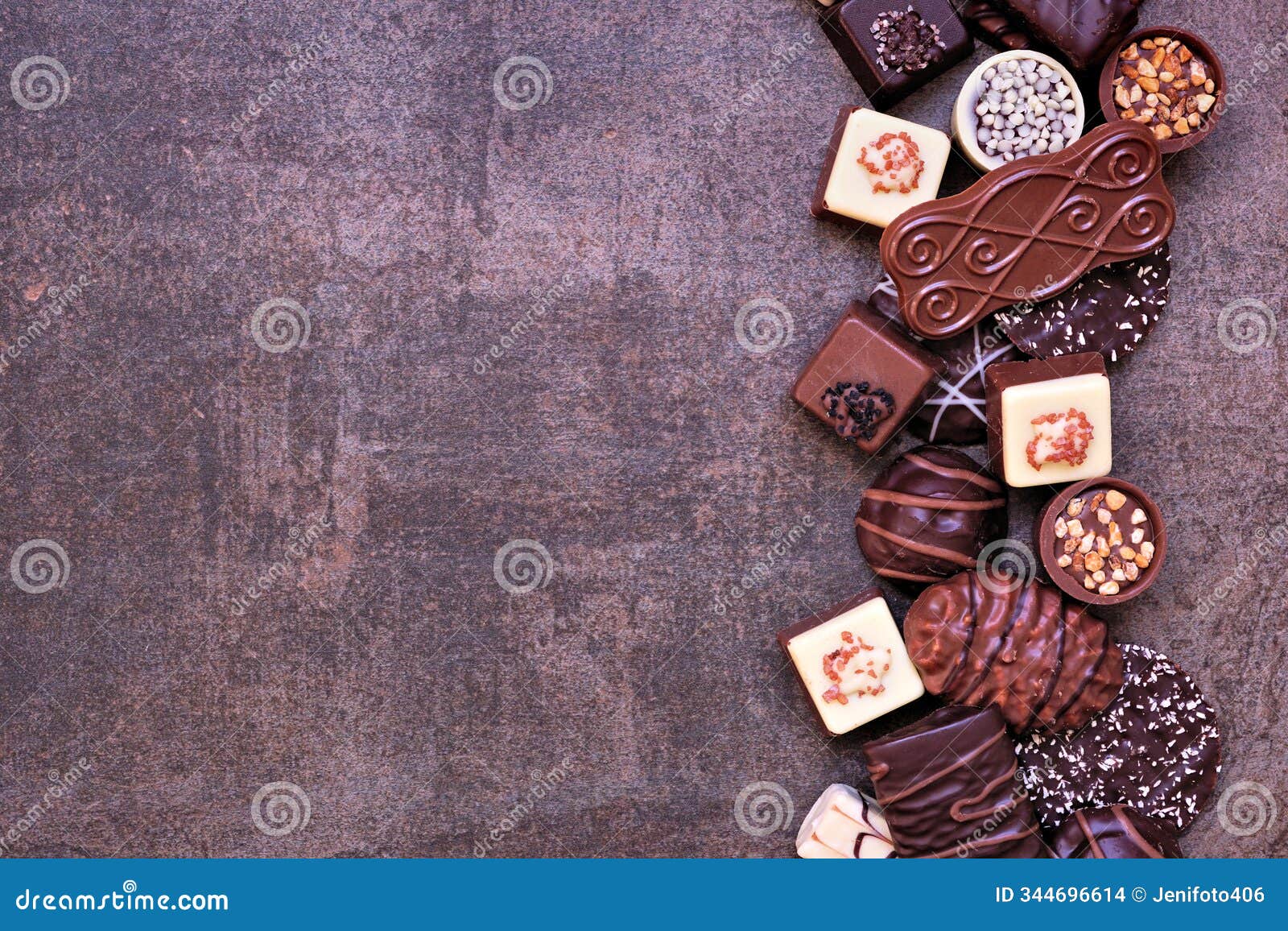 Chocolate Side Border With An Assortment Of Fine, Luxurious Sweets On A ...