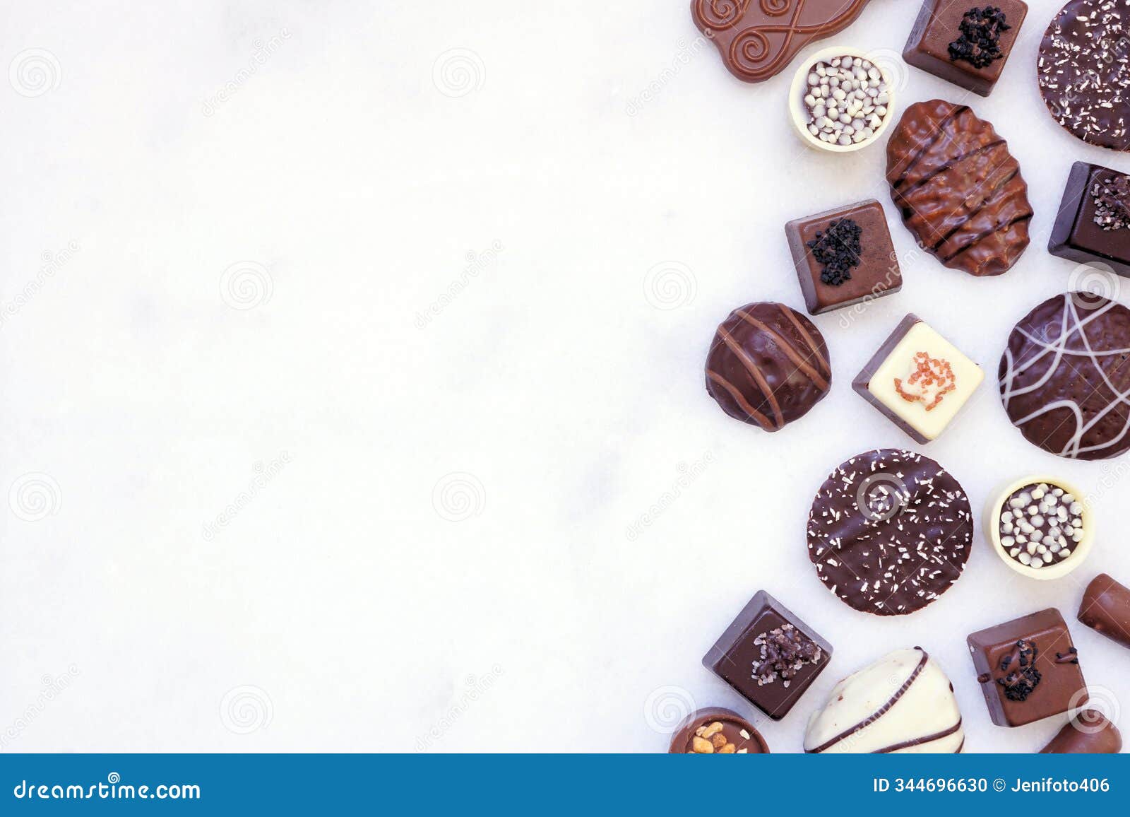 Chocolate Side Border With An Assortment Of Fine, Luxurious Sweets On A ...