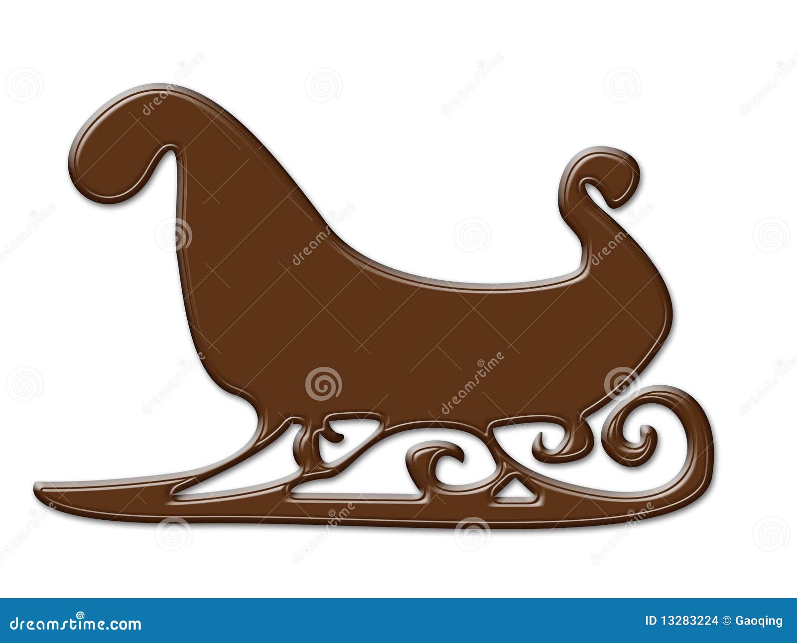 Chocolate Sleigh Shape Frame Isolated on White Stock Illustration ...