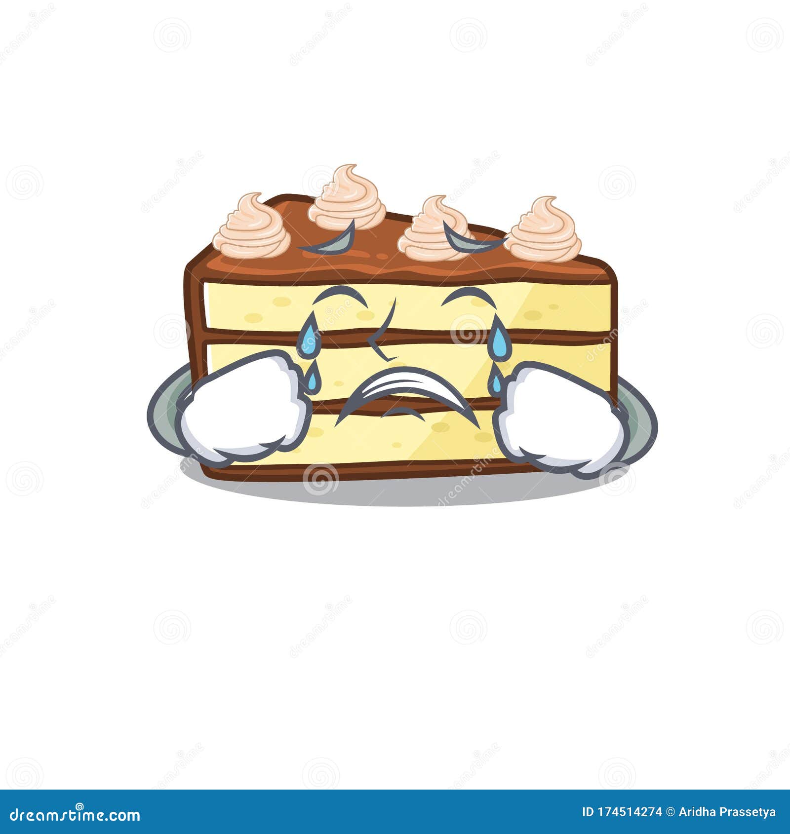 Chocolate Slice Cake Cartoon Character Concept with a Sad Face Stock ...