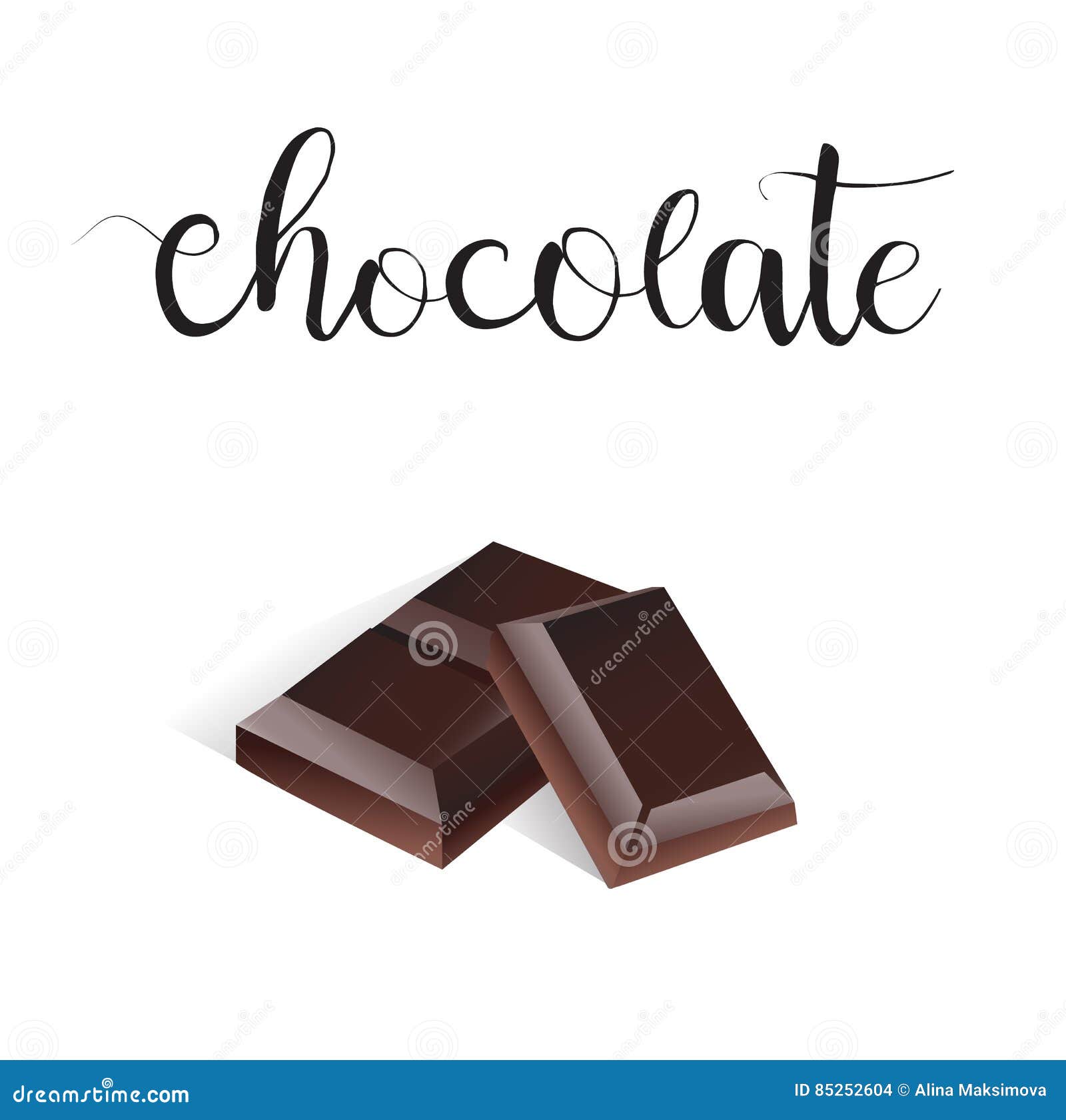 Chocolate Slice Vector. Dark Chocolate Realistic Stock Vector ...