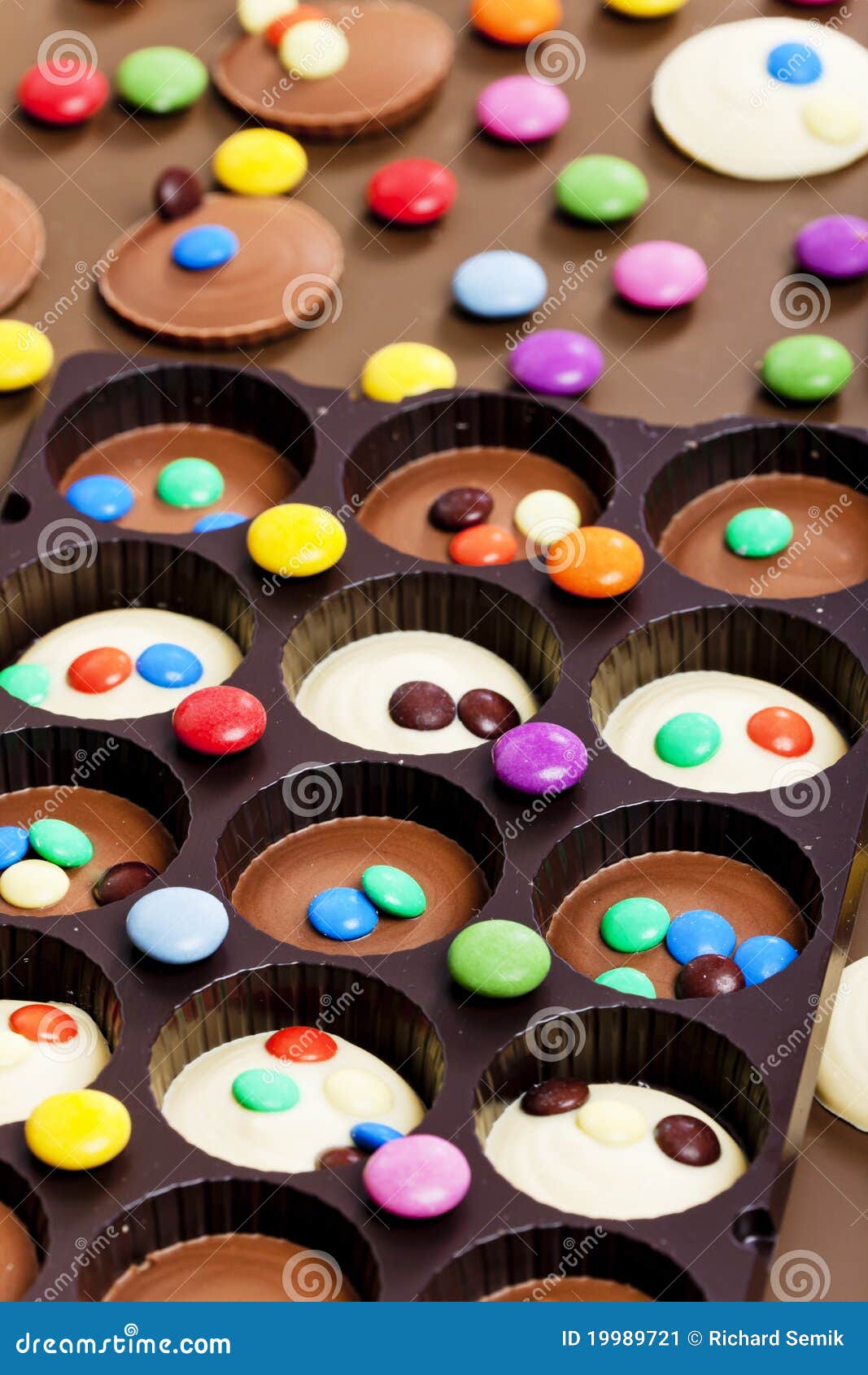 Chocolate with smarties stock image. Image of colorful - 19989721