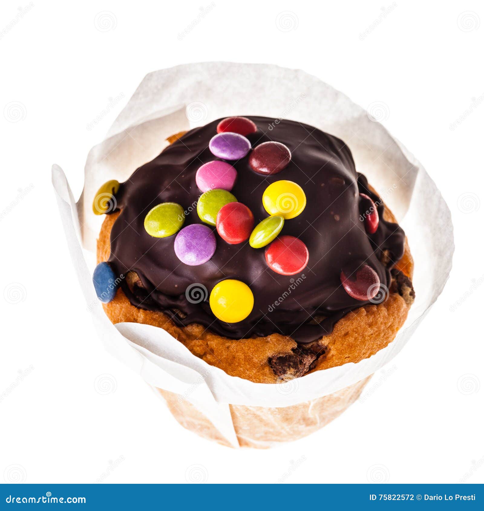 Chocolate smarties muffin stock photo. Image of closeup - 75822572