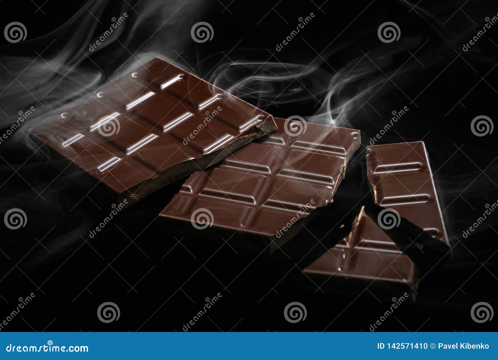 Chocolate in smoke stock photo. Image of scent, smoke - 142571410