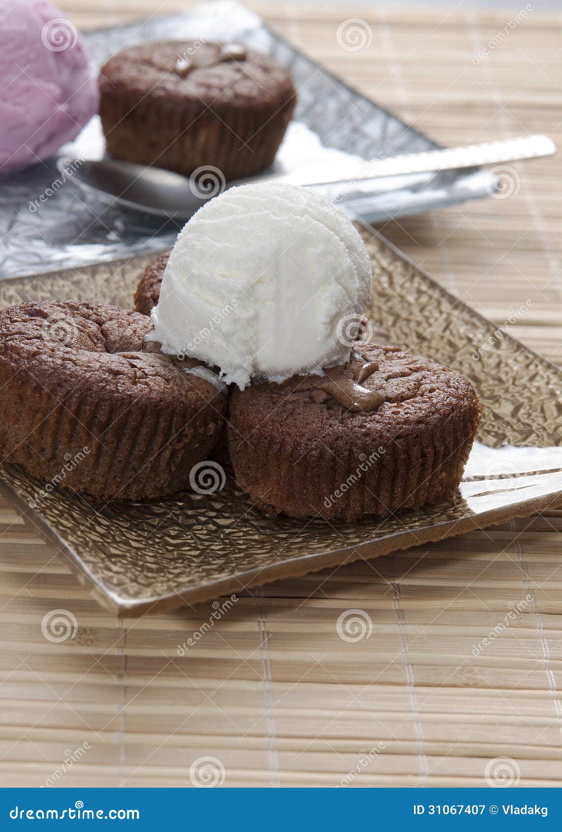 Chocolate Souffle and Ice Cream on Table Stock Image - Image of gourmet ...