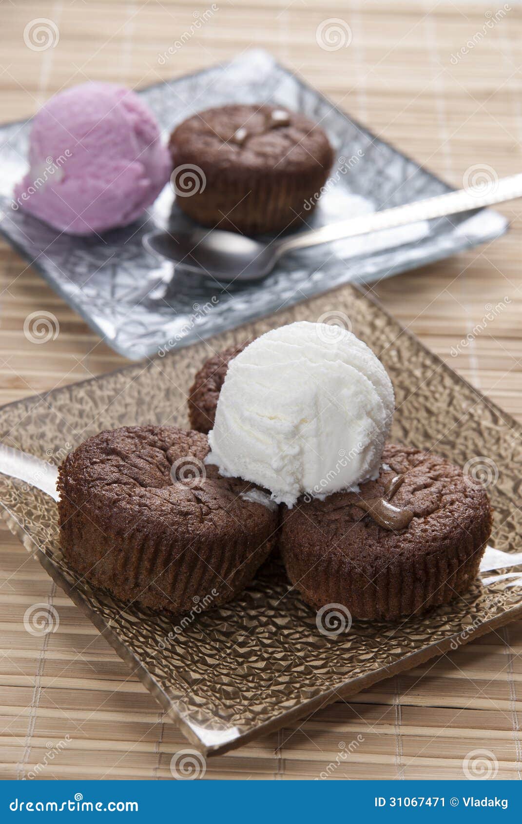 Chocolate Souffle and Ice Cream on Table Stock Image - Image of vanilla ...