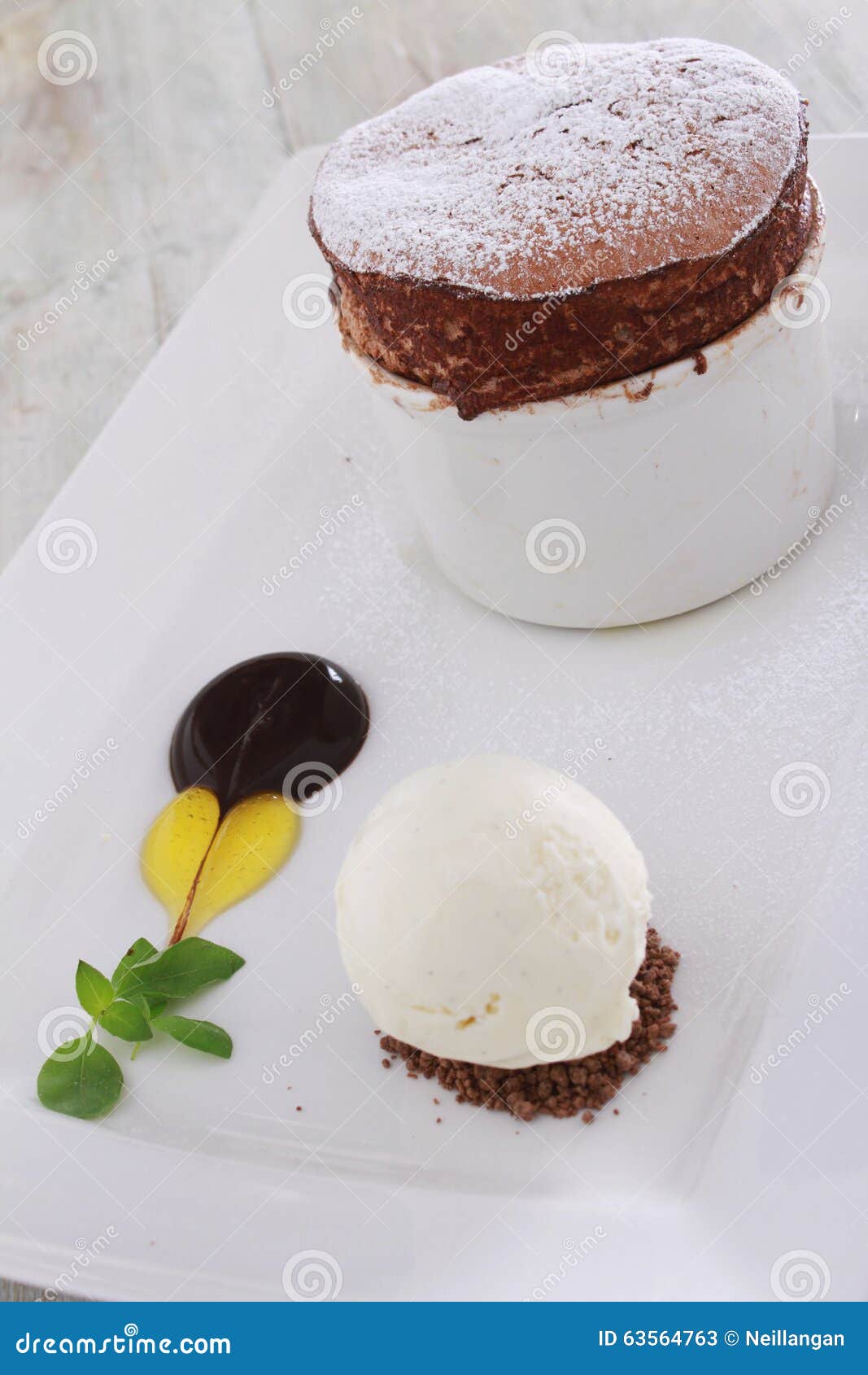 Chocolate Souffle Plated Dessert Stock Image - Image of souffle, lunch ...