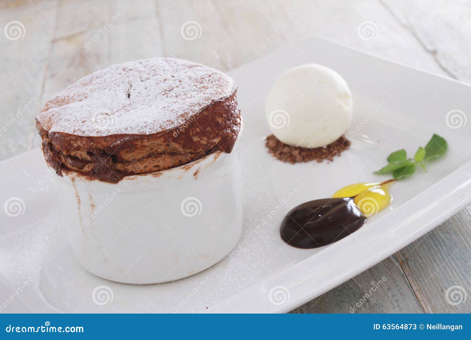 Chocolate Souffle Plated Dessert Stock Image - Image of eating ...