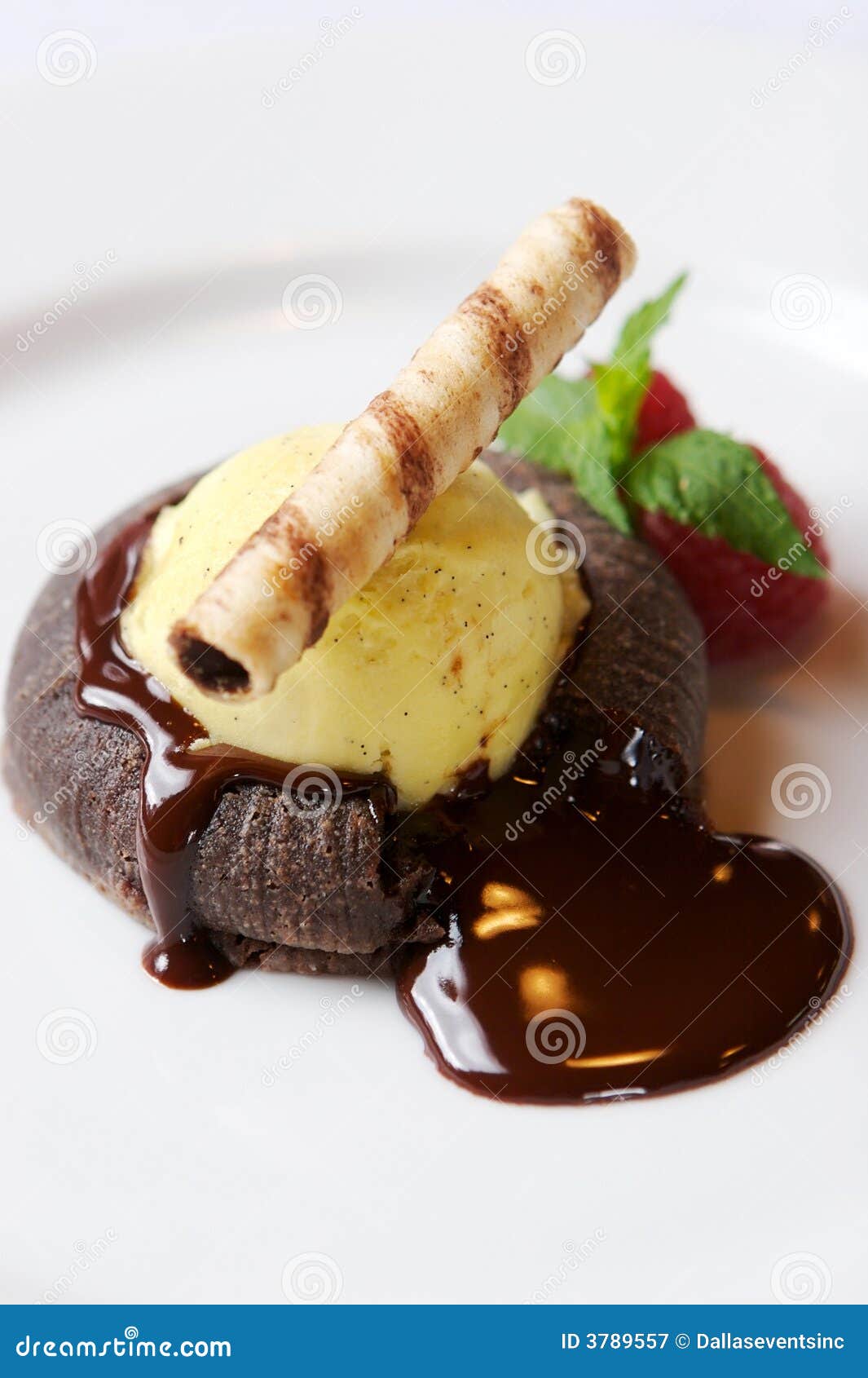 Chocolate Souffle with Vanilla Ice Cream Stock Image - Image of food ...