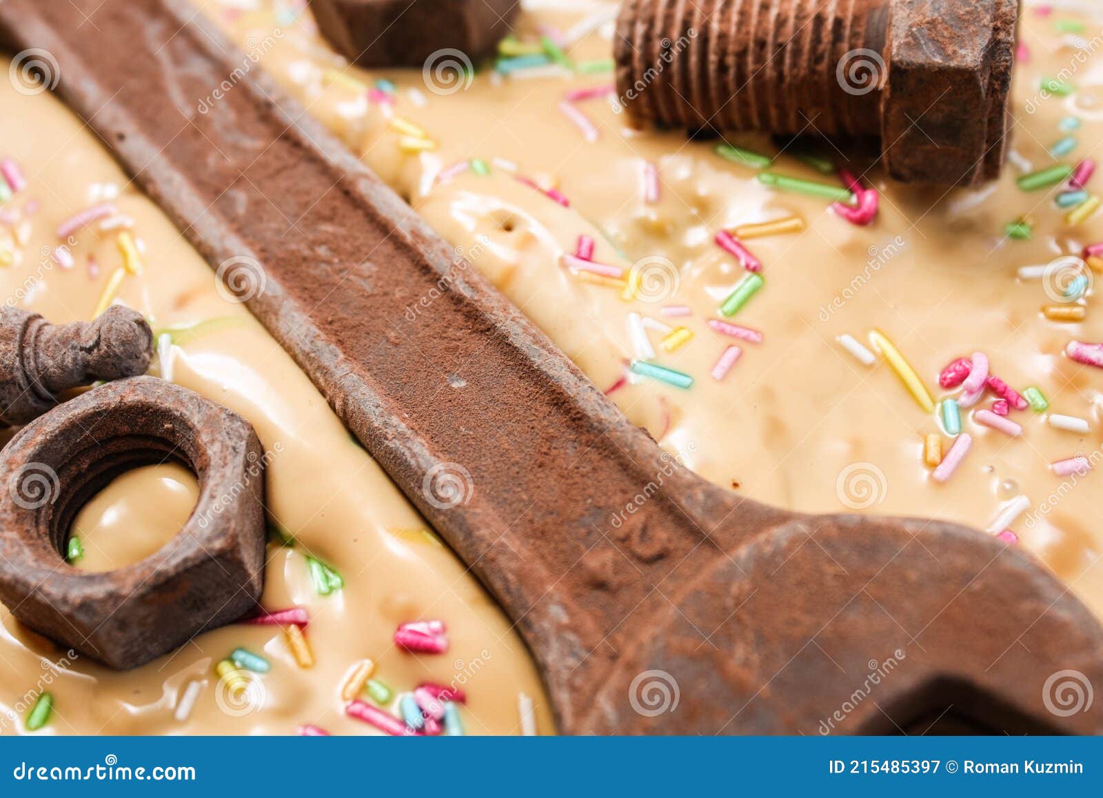 Chocolate Spanner and Nuts, an Unusual Cake Decoration for Dad Stock ...