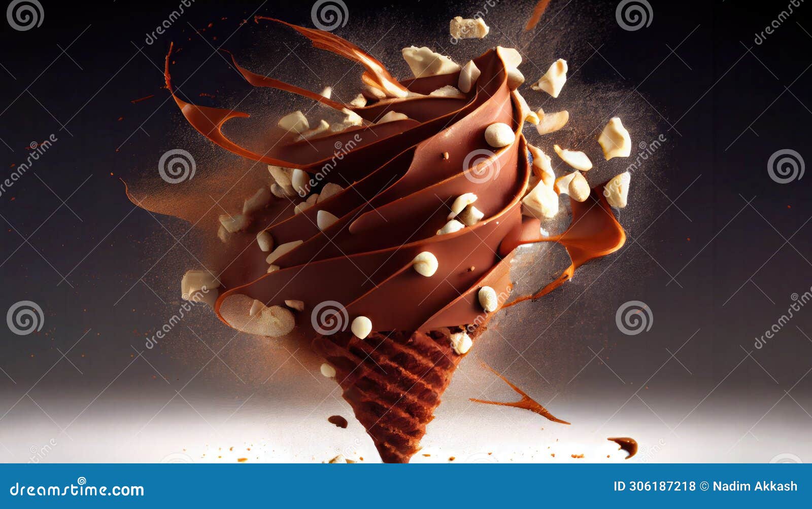 Chocolate are Spinning into a Storm Shape with Almond Generative Stock ...