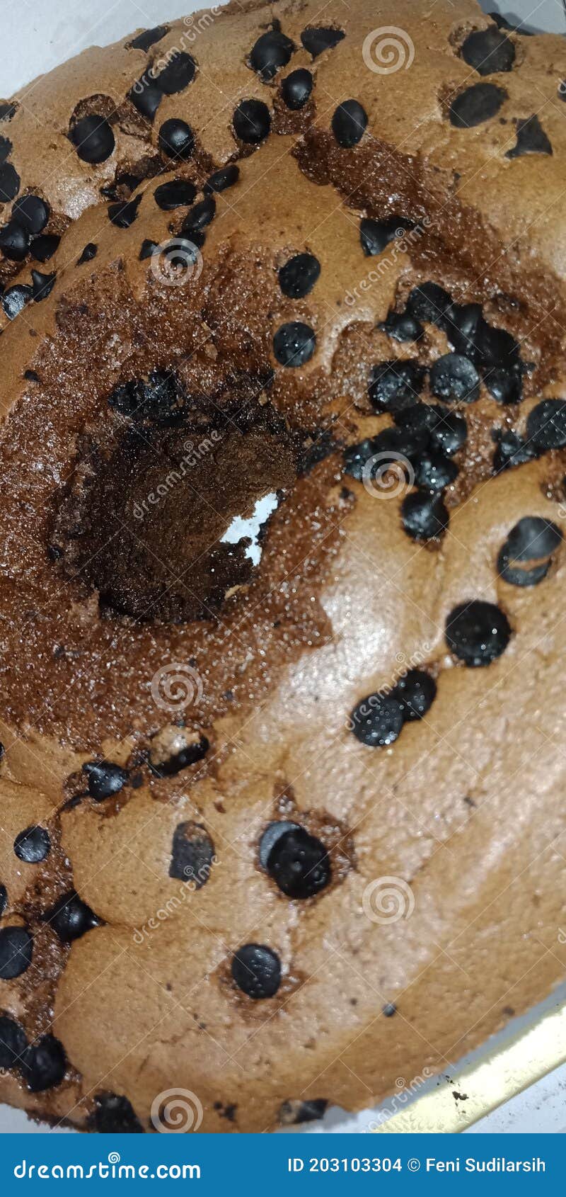 Chocolate Sponge Cake with a Choco Chips Stock Photo - Image of ...