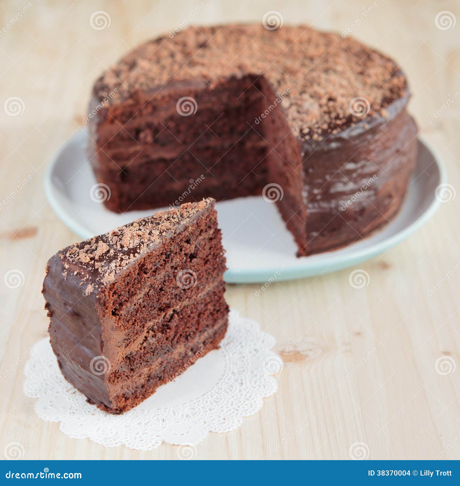 Chocolate Sponge Cake with Chocolate Buttercream Stock Photo - Image of ...