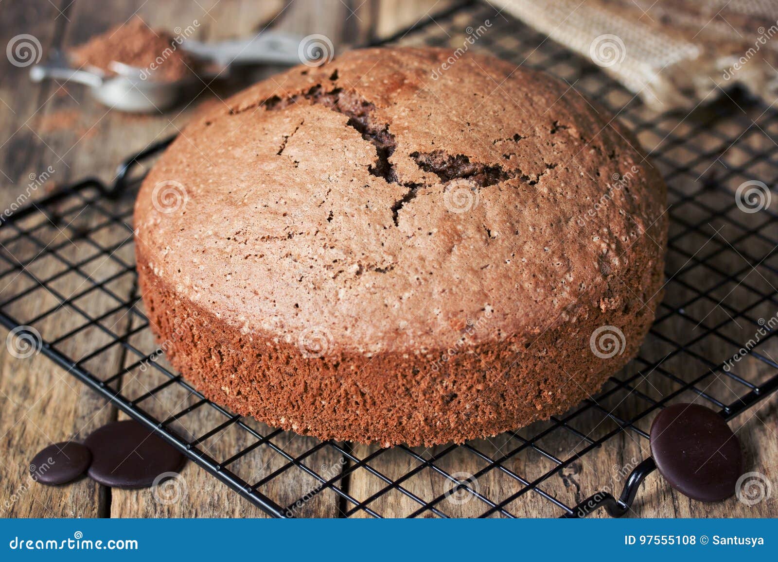 Chocolate sponge cake stock photo. Image of cocoa, closeup - 97555108