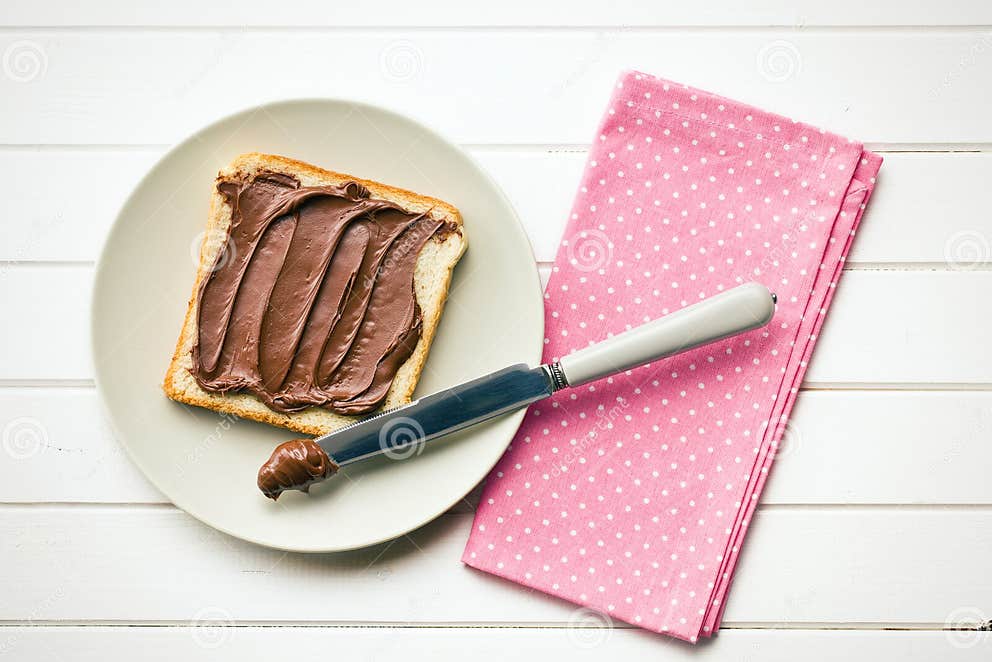 Chocolate Spread with Bread Stock Photo - Image of ingredient, cream ...