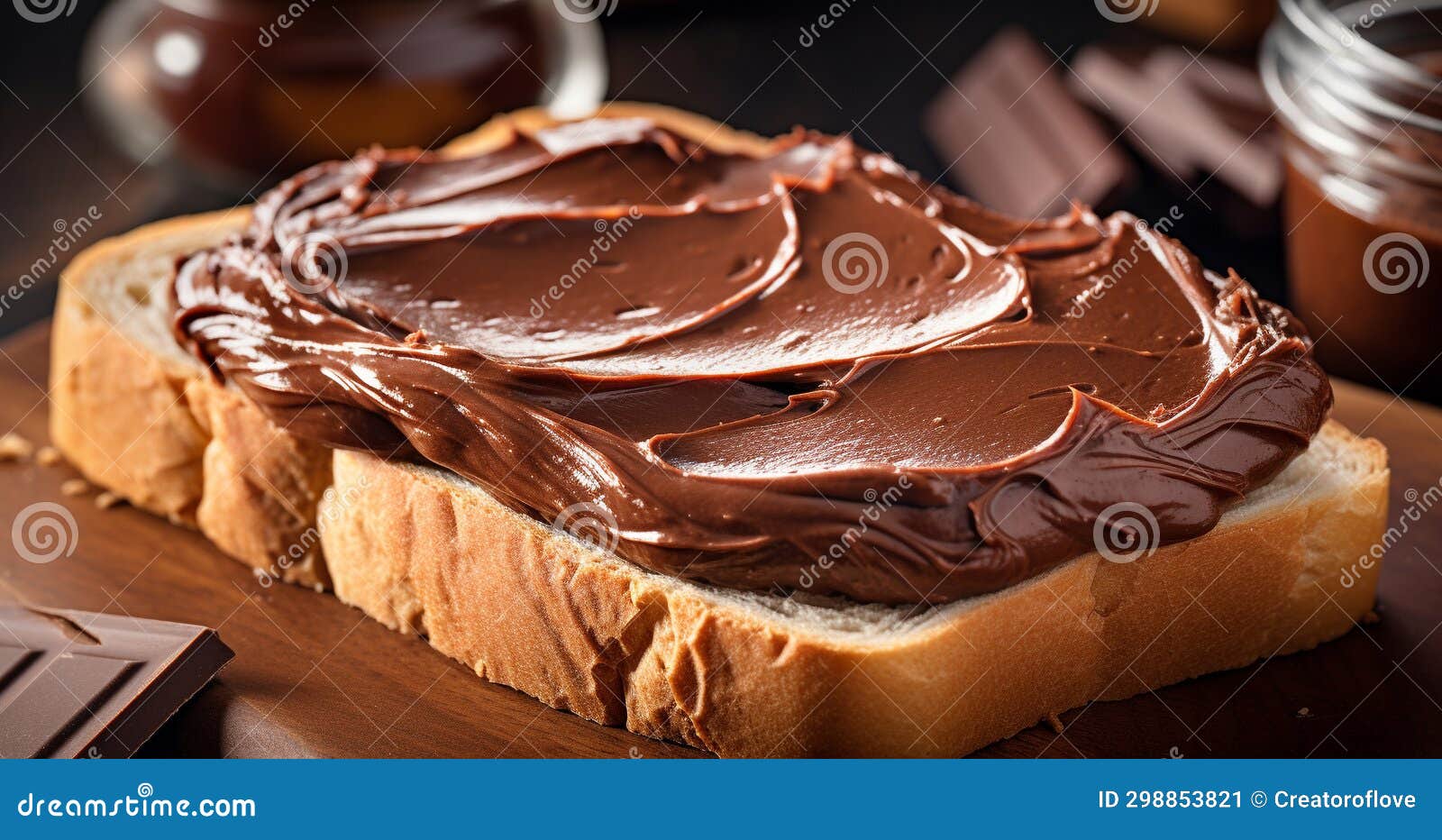 Chocolate Spread on a Slice of Bread Stock Illustration - Illustration ...