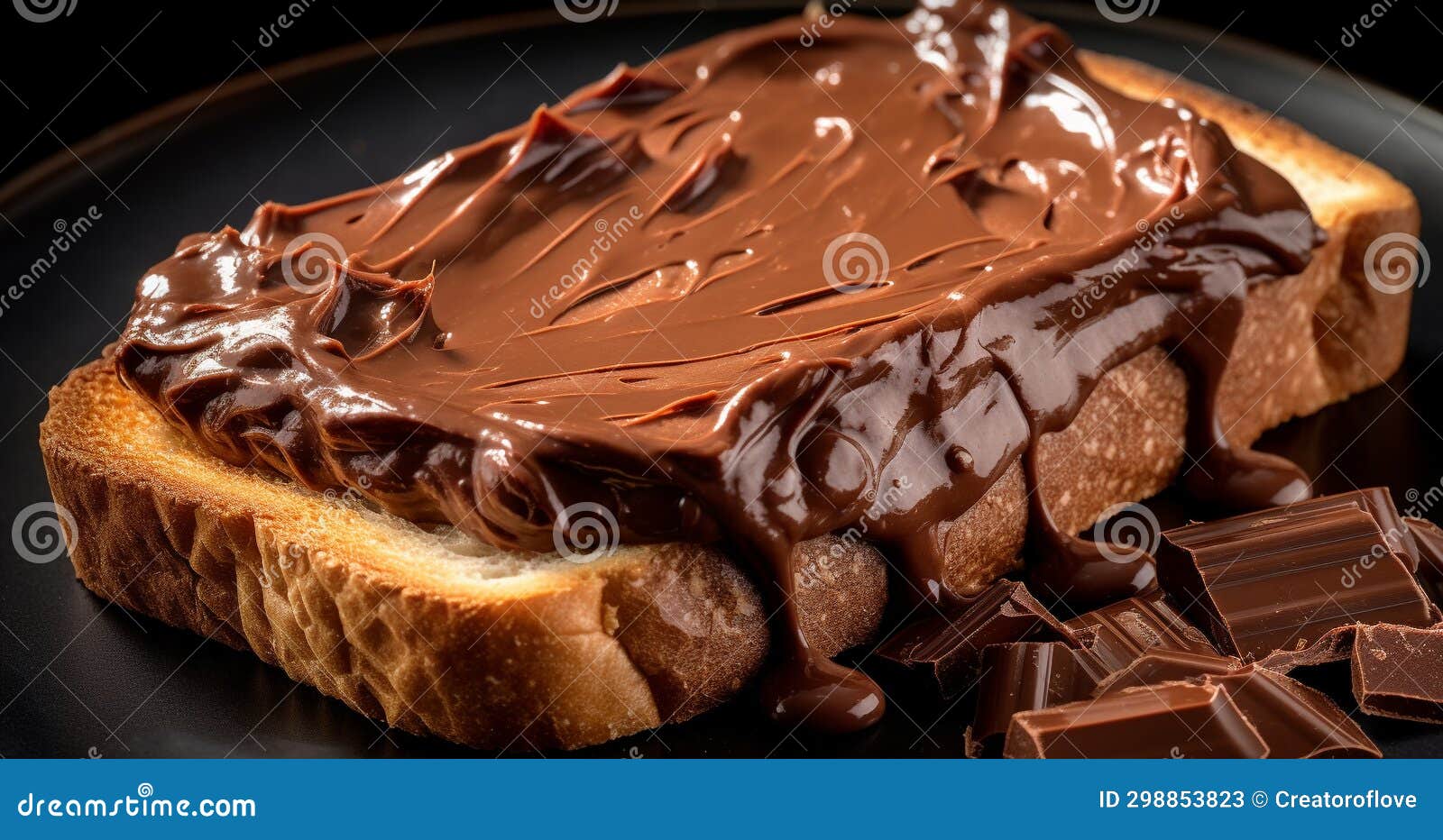 Chocolate Spread on a Slice of Bread on Plate Stock Illustration ...