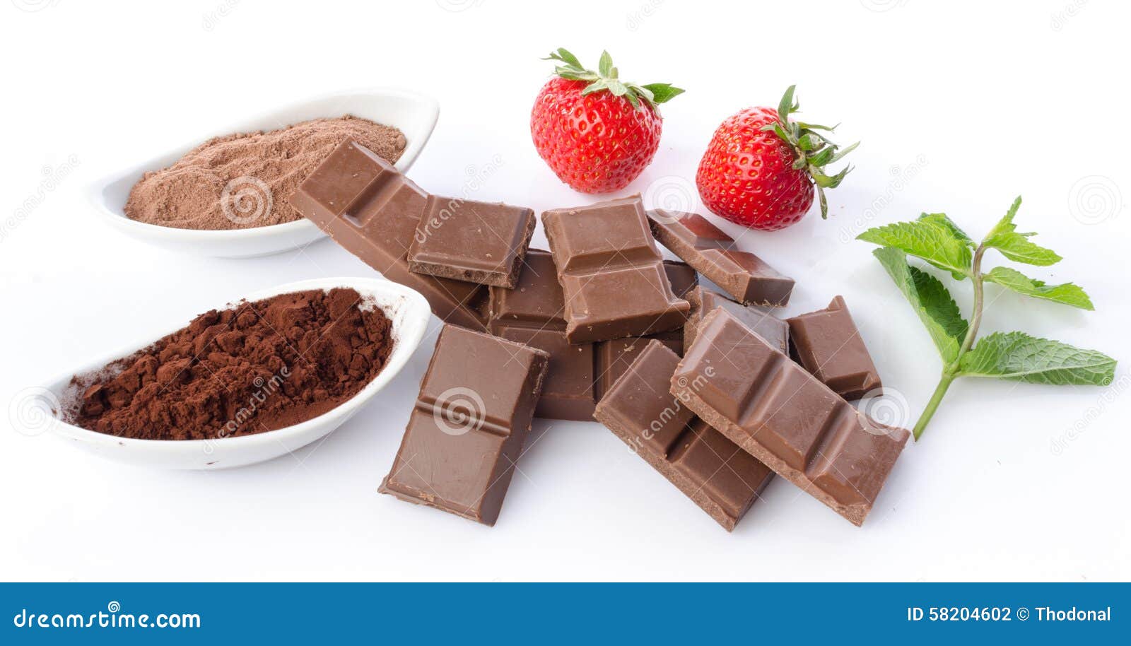 Chocolate Squares and Cocoa Powder Stock Photo - Image of pieces ...